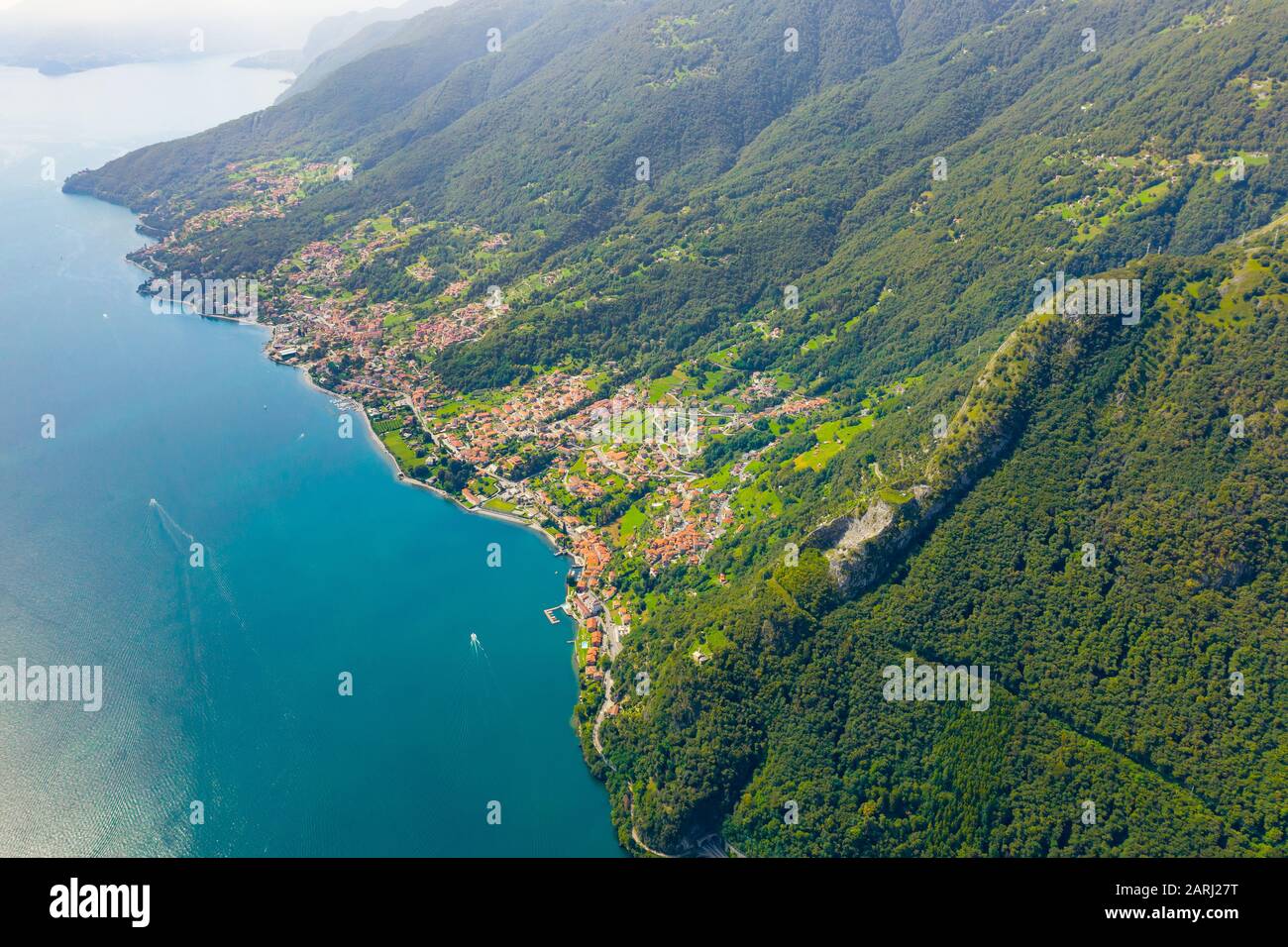Lake Como Aerial View. Travel Postcard Concept. Coastline of Lago di ...