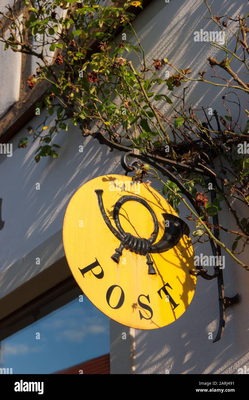 Historic sign of post office in germany Stock Photo - Alamy