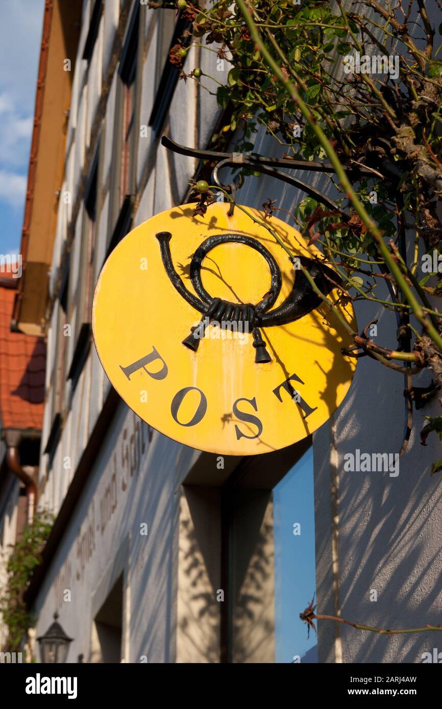 Historic sign of post office in germany Stock Photo - Alamy