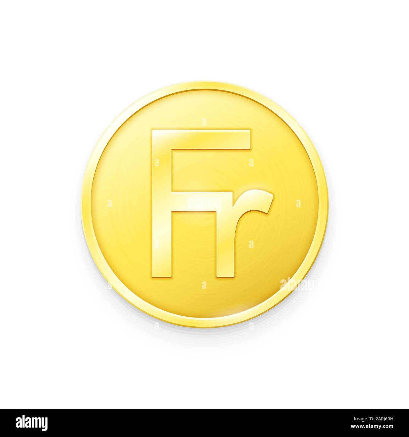 Gold coin with Franc sign. Vector illustration showing the symbol of ...