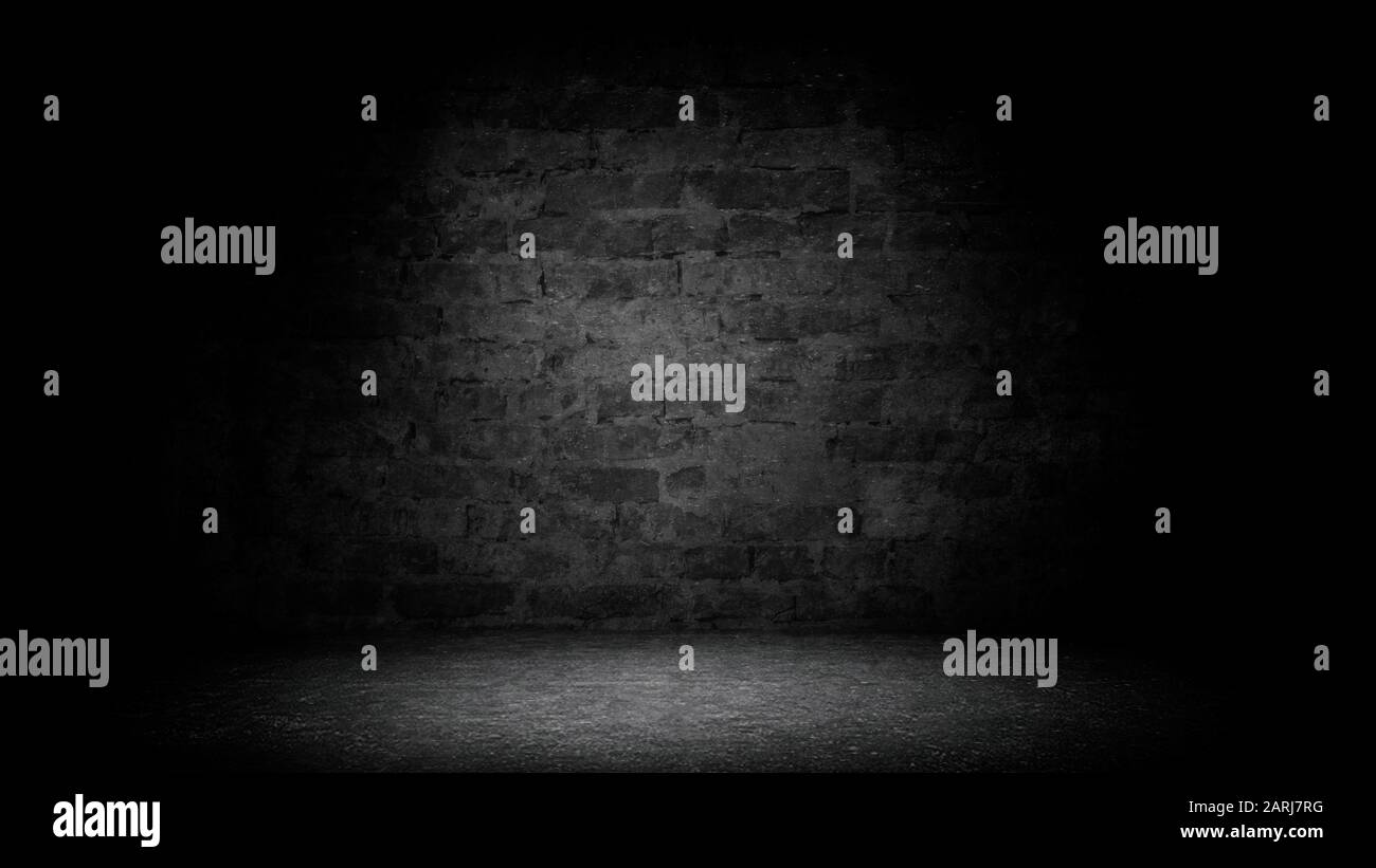 Abstract black brick with vignette background. Studio backdrop - well ...