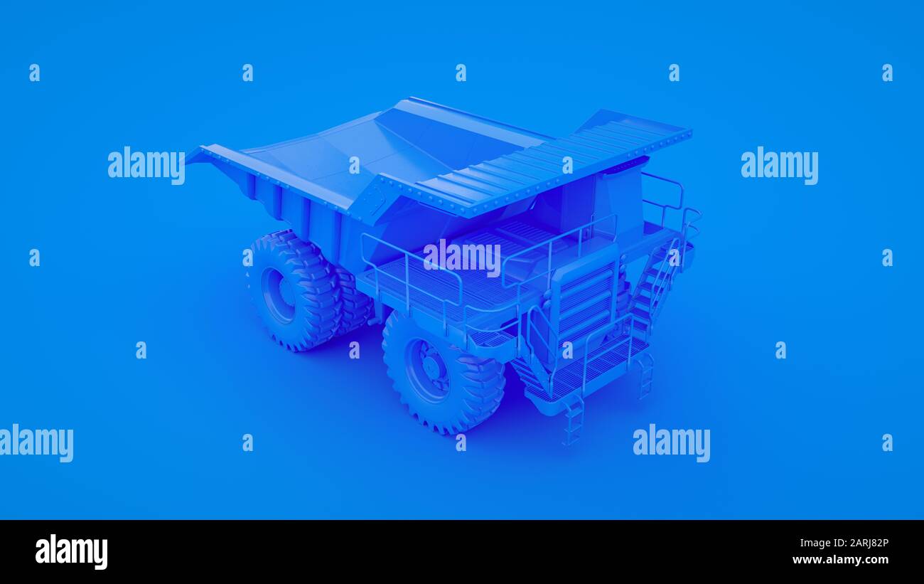 Blue Mining Truck isolated on yellow background. 3d illustration Stock ...