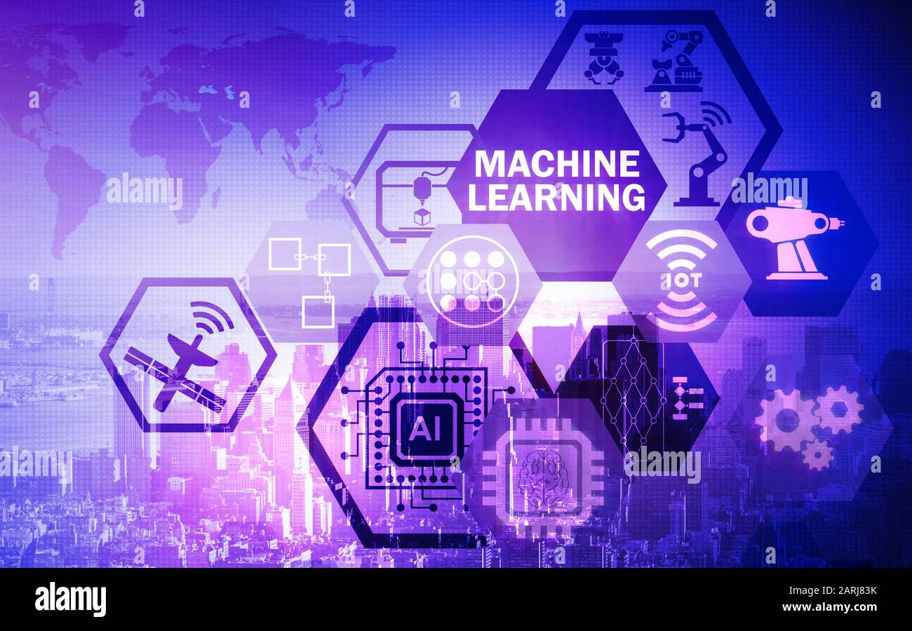 The concept of modern it technology with machine learning Stock Photo ...