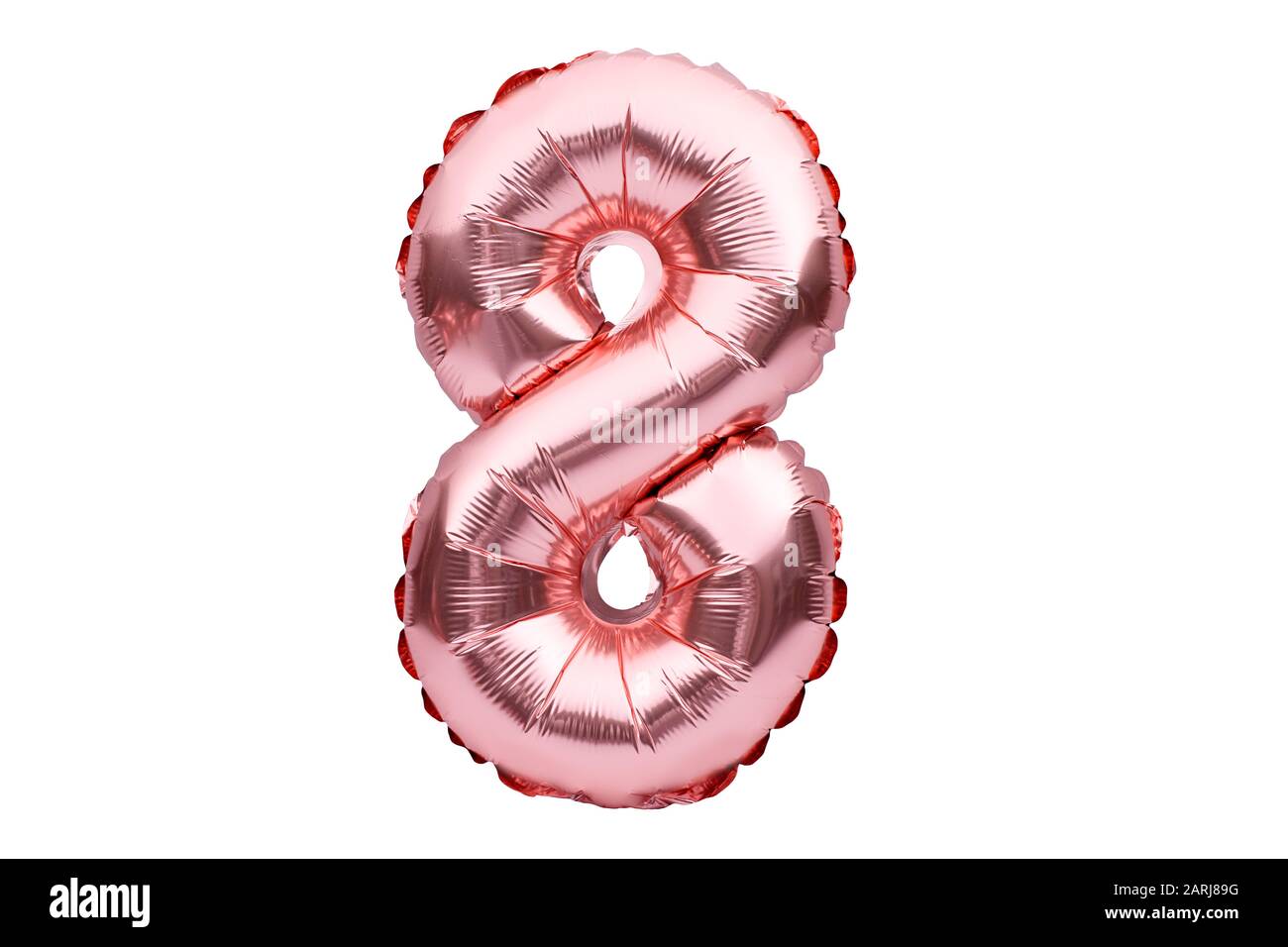 Number 8 eight, made of rose golden inflatable helium balloon. Gold ...