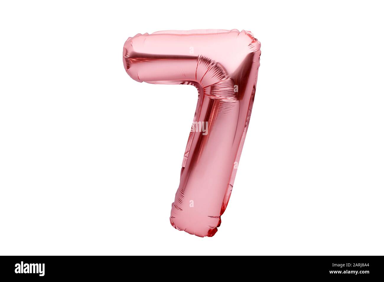 Number 7 seven, made of rose golden inflatable helium balloon. Gold ...