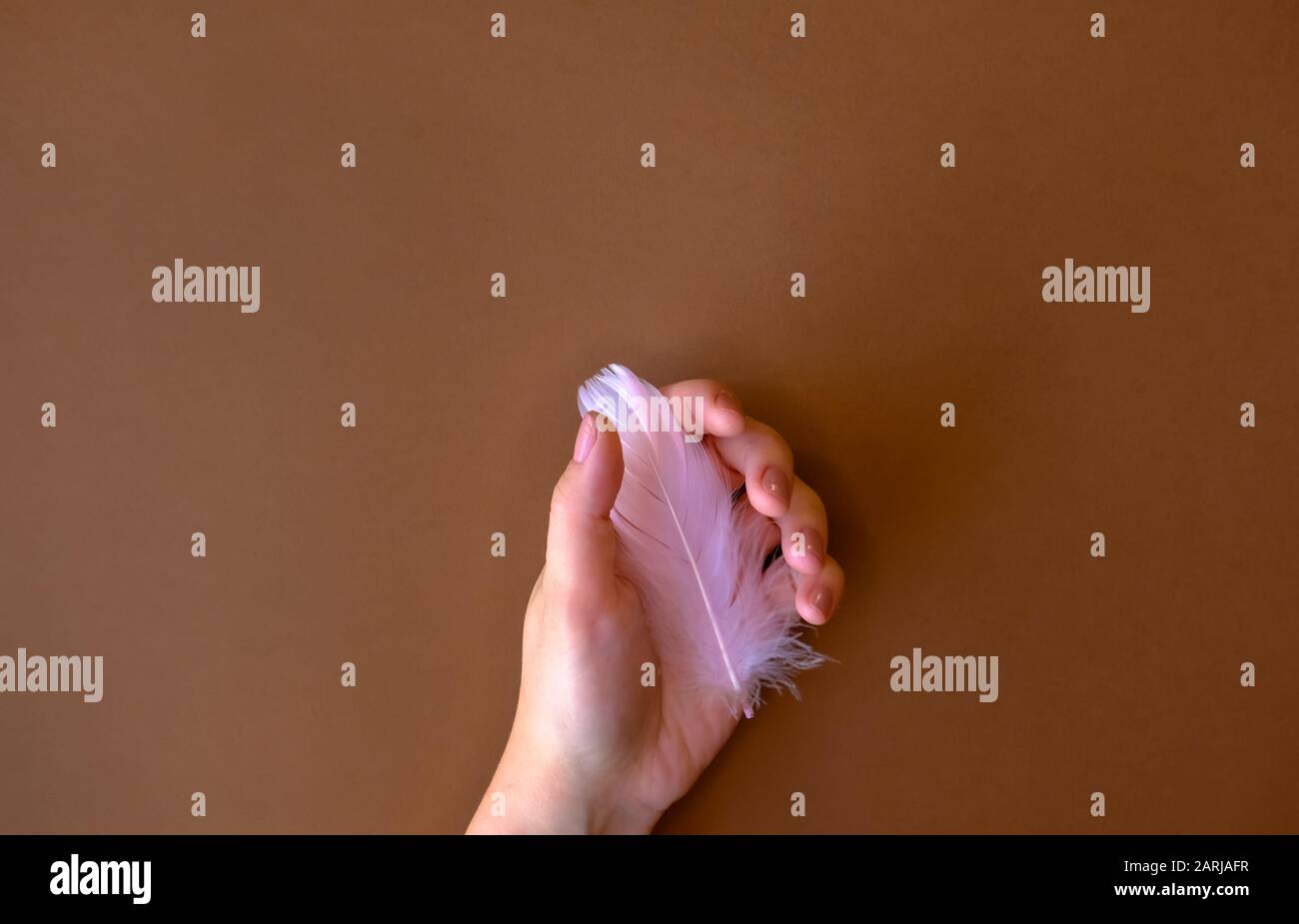 Feather in hand Stock Photo - Alamy