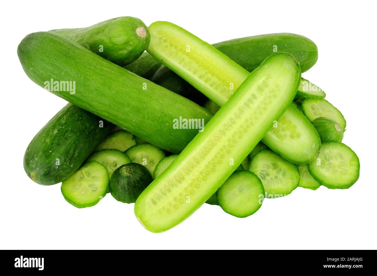 Group of small baby cucumbers isolated on a white background Stock ...