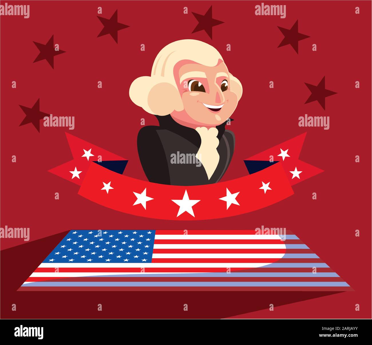 president george washington with flag usa, president day card vector ...