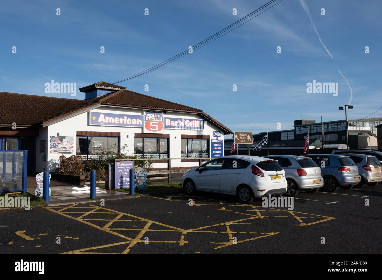 Route 5 diner, A38, Haldon Hill, Exeter, Devon, UK Stock Photo - Alamy