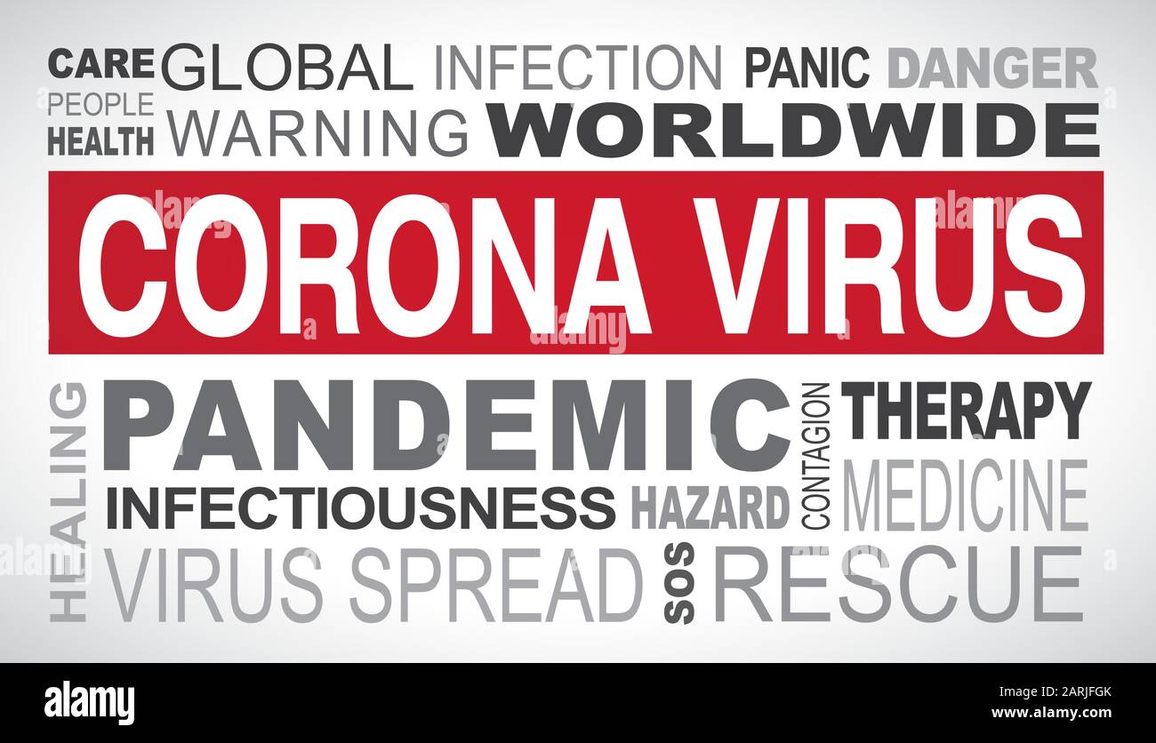 Corona virus outbreak related tags word cloud illustration Stock Vector ...