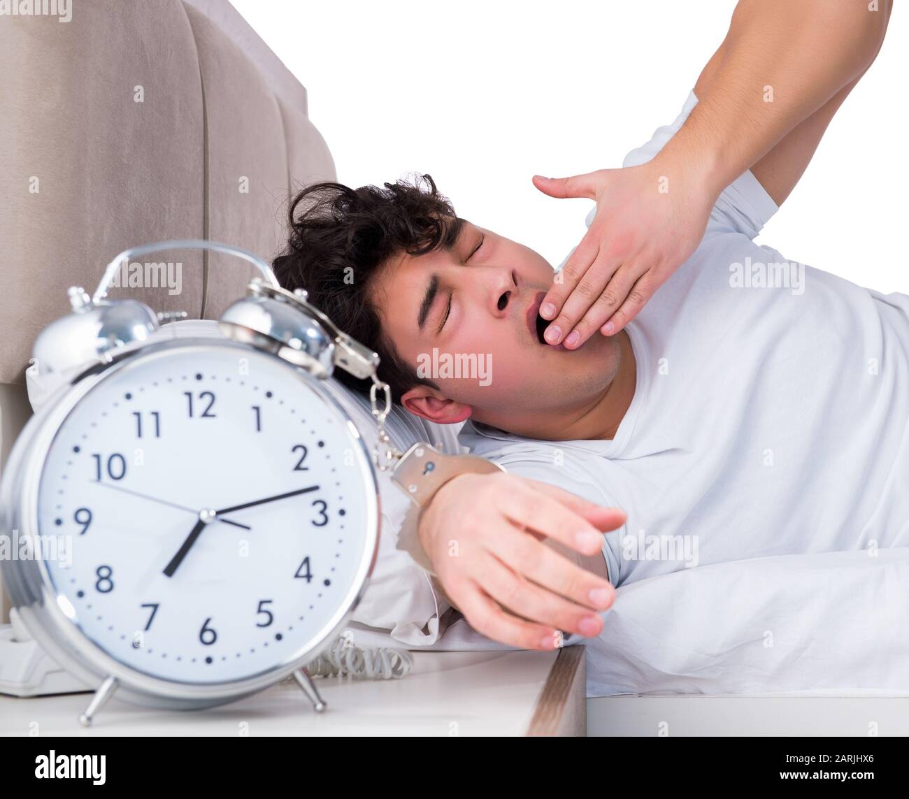 The man in bed suffering from insomnia Stock Photo - Alamy