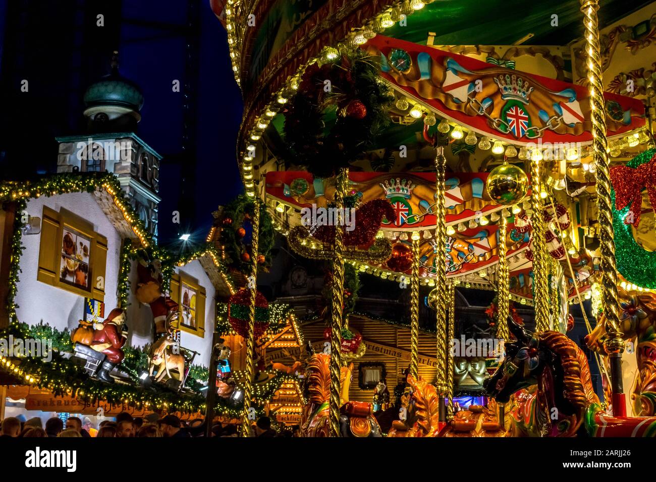 Beautiful carousel at christmas market, Birmingham UK Stock Photo - Alamy