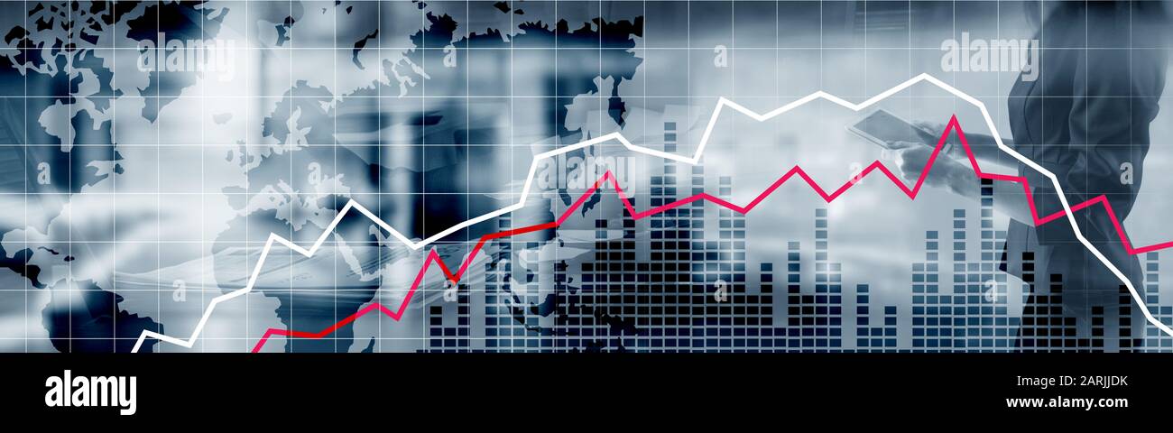 Red and White Stock Market Graph. Web header or banner Stock Photo - Alamy