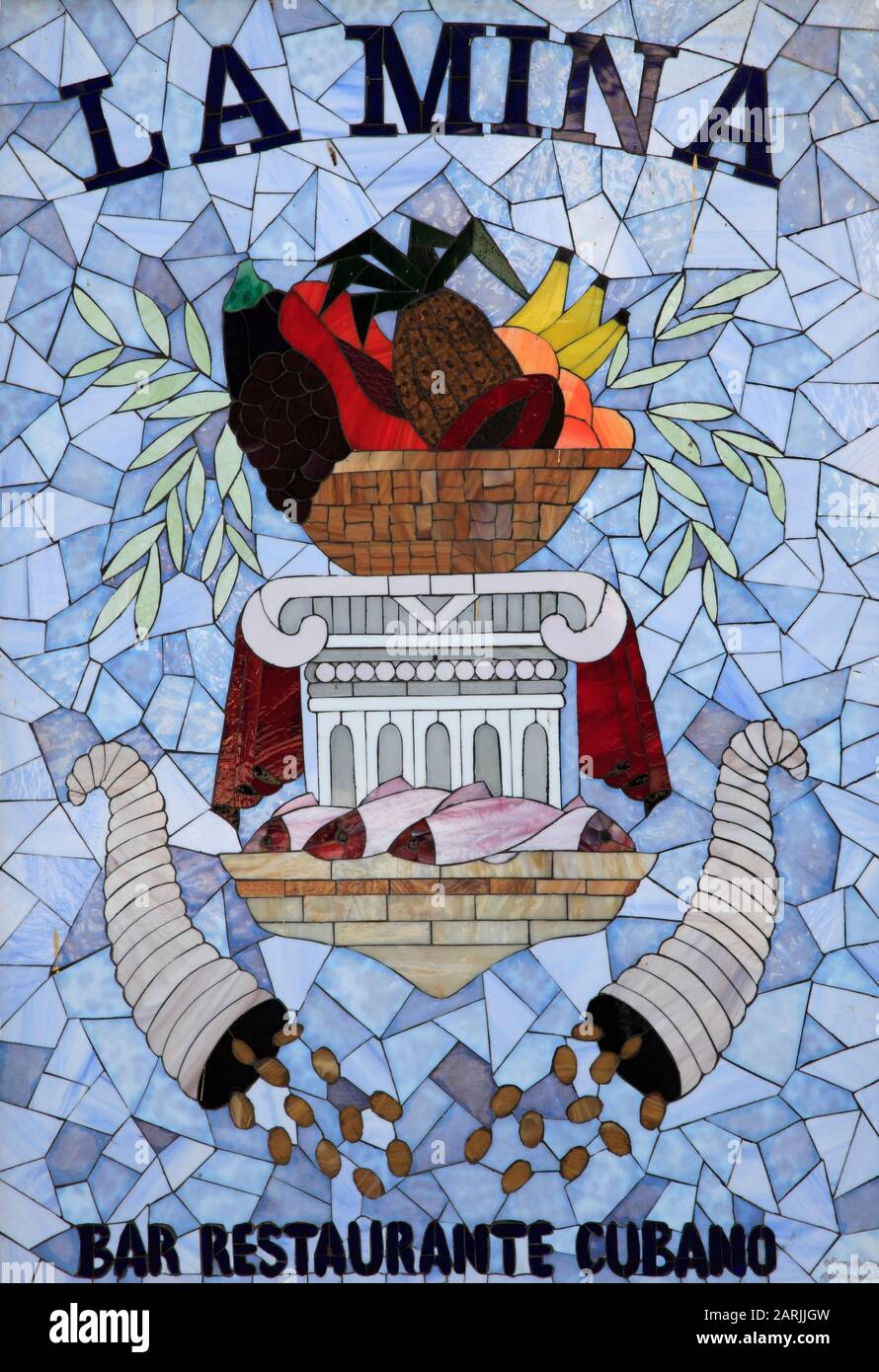 Cuba, Havana, restaurant sign Stock Photo - Alamy