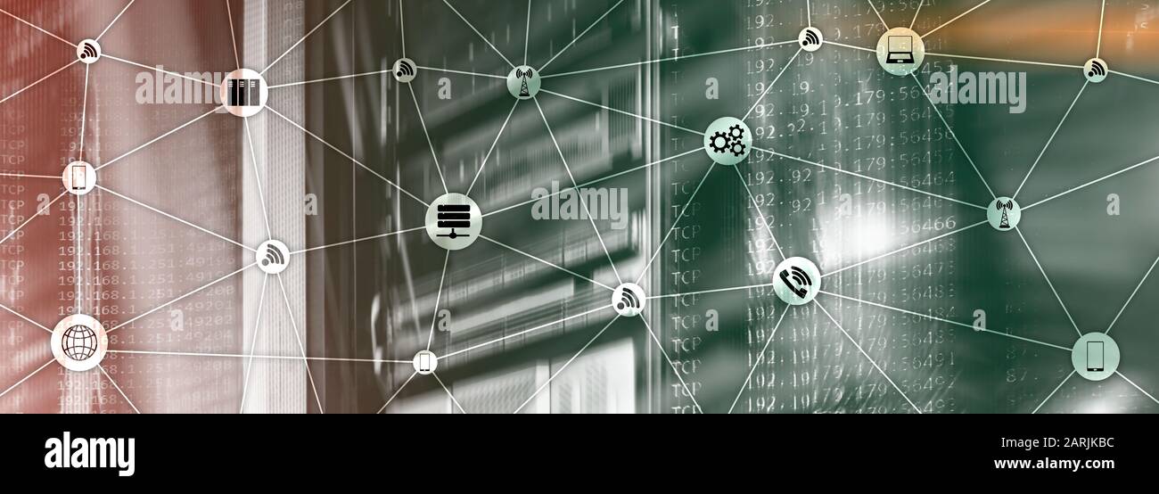 Website Banner Mixed Media. IOT - internet of things concepts. ICT ...