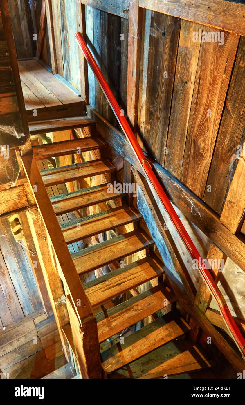 Antique wooden spiral stairway hi-res stock photography and images - Alamy