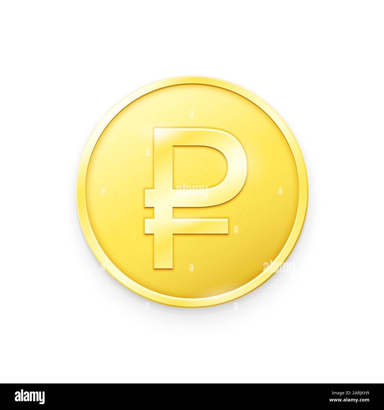 Gold coin with Ruble sign.Vector illustration showing the symbol of the ...