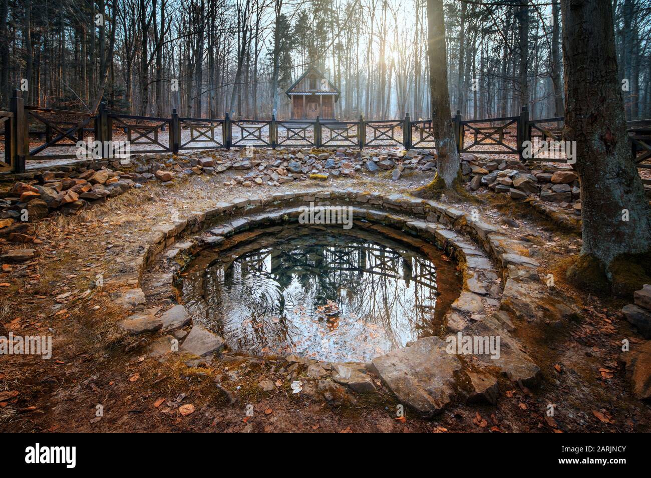 St. Franciszek spring and chapel in Swietokrzyskie Mountains, Poland ...