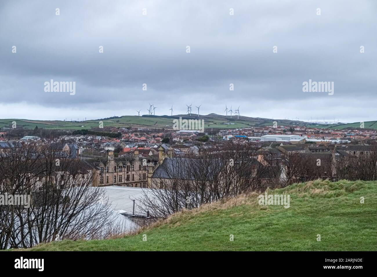 The 24 megawatt wind Turbine farm that sits above the town of Ardrossan ...