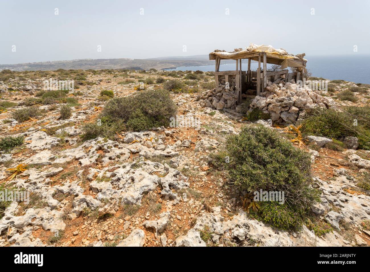 Bird shooting shelter, Marfa Ridge, Malta Stock Photo - Alamy