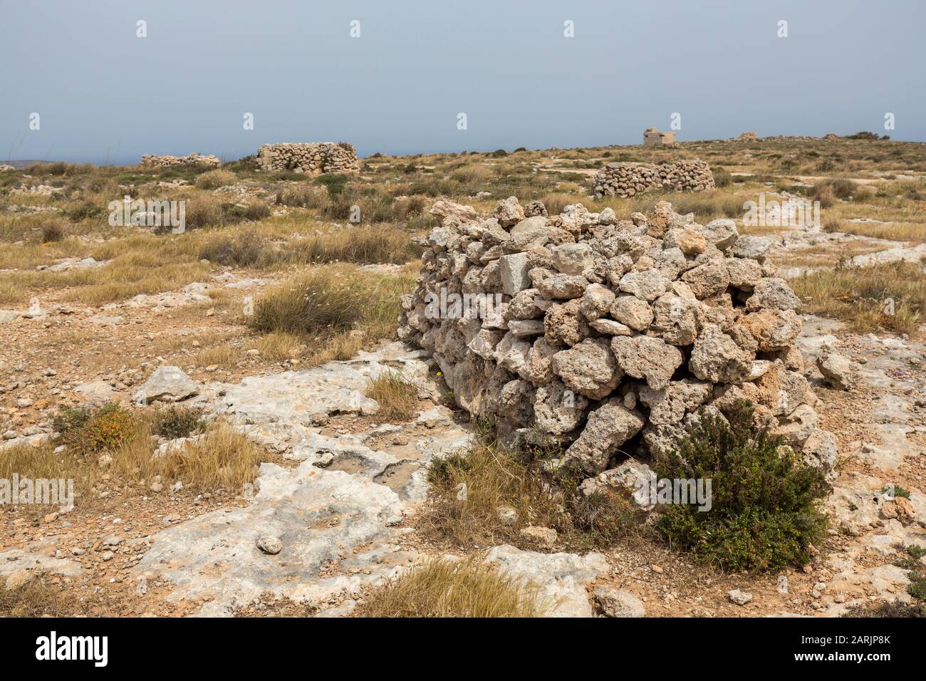 Shooting shelters, Marfa Ridge, Malta Stock Photo - Alamy
