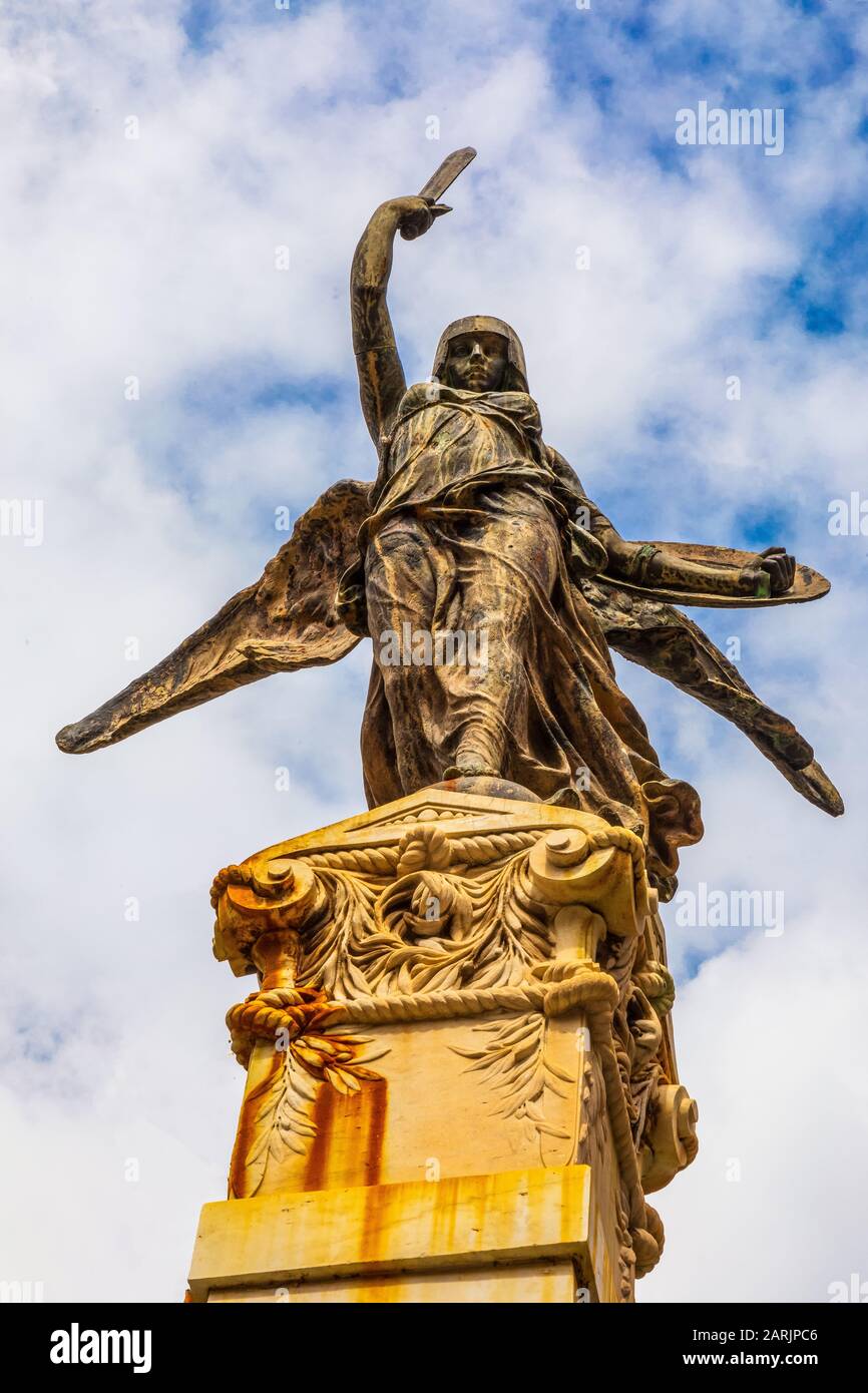 Italy, Sicily, Enna Province, Centuripe. April 16, 2019. Winged angel ...