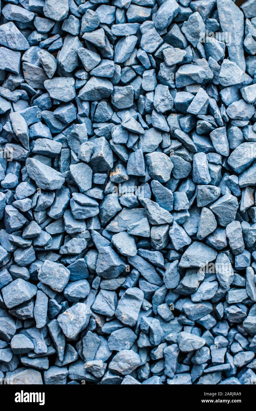 Decor, surface and nature concept - Blue stone pebbles as abstract ...