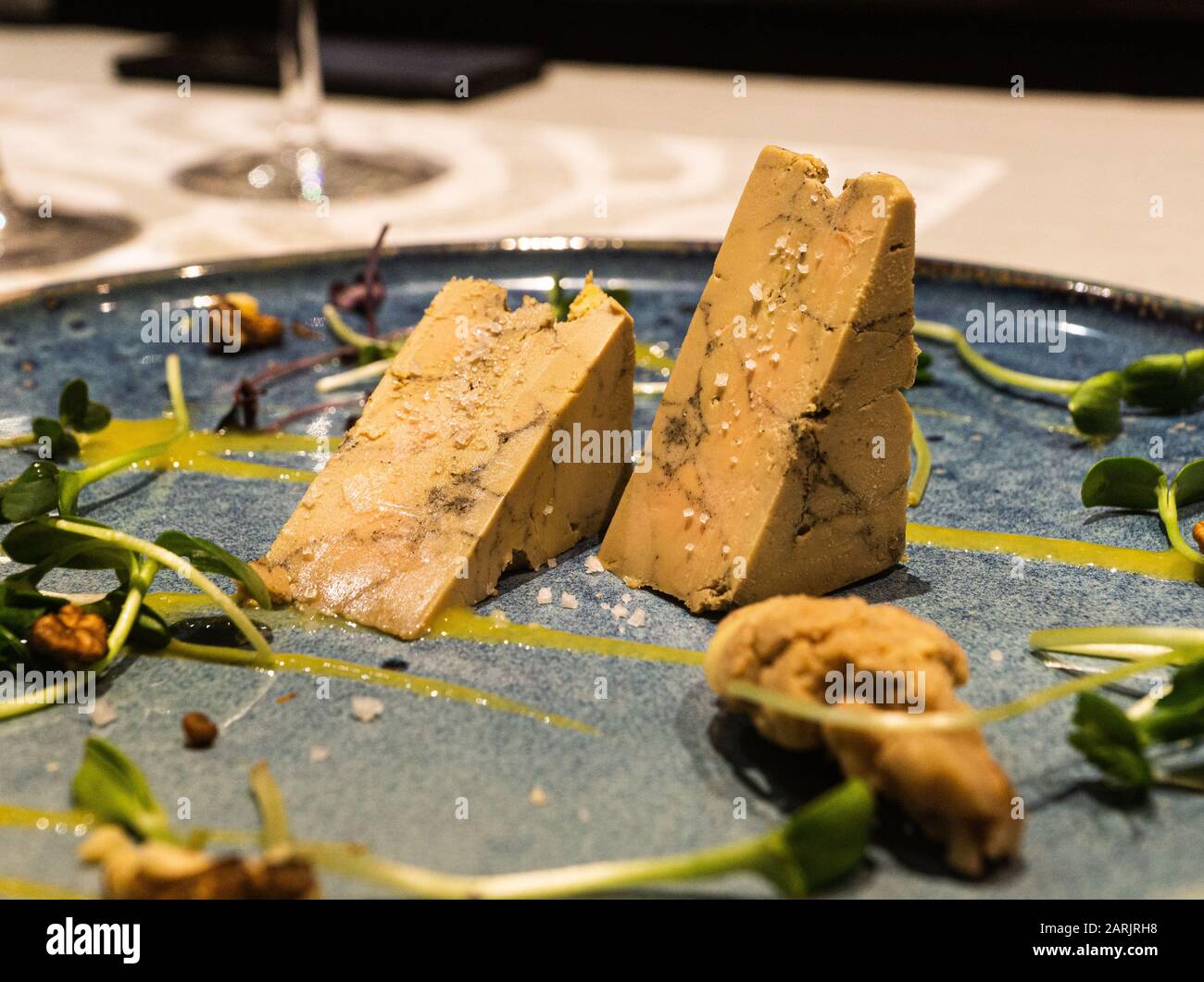 french foie gras on a plate in a restaurant Stock Photo - Alamy