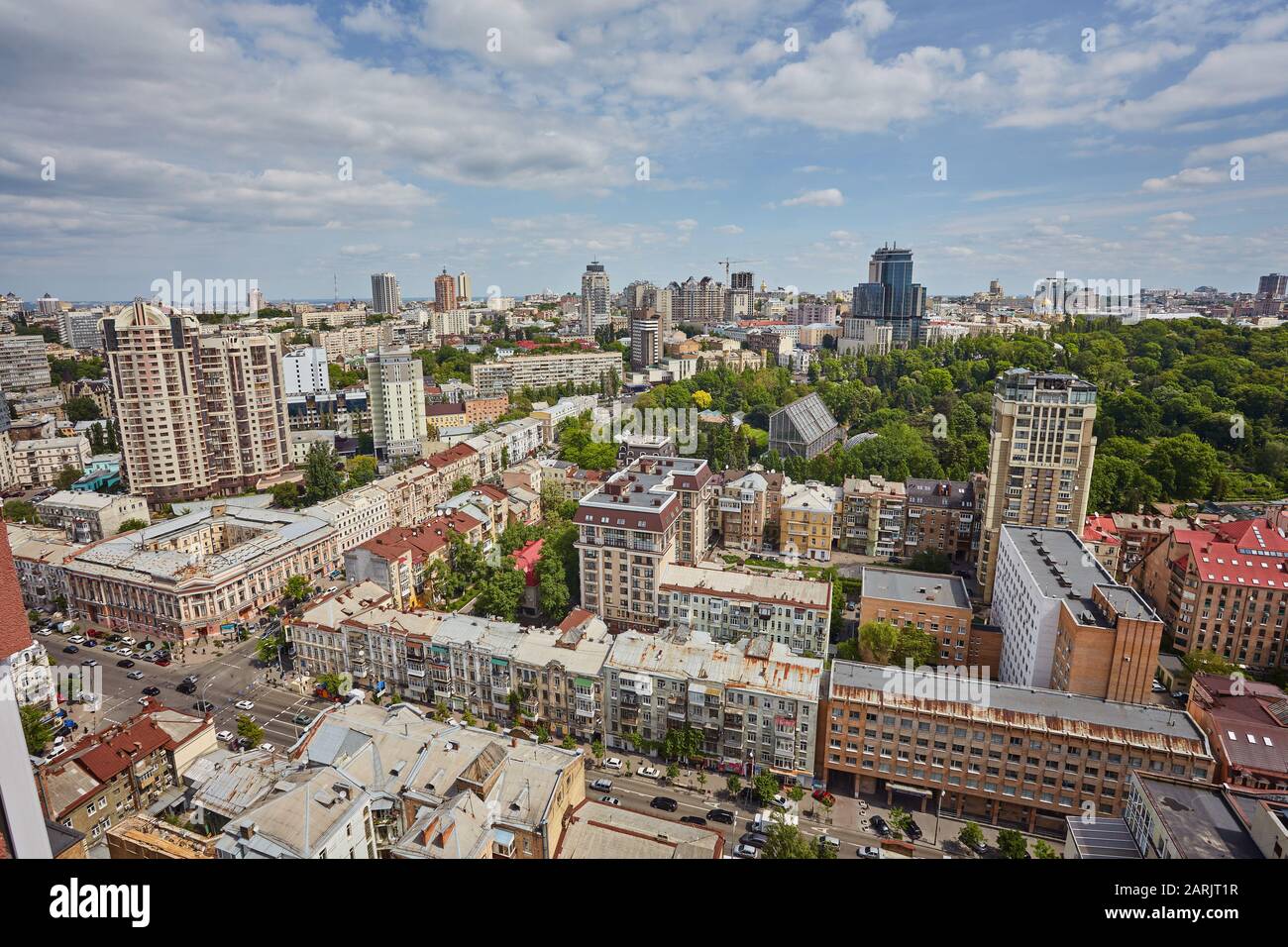 aerial view of cars and people, busy traffic in big intersection Stock ...