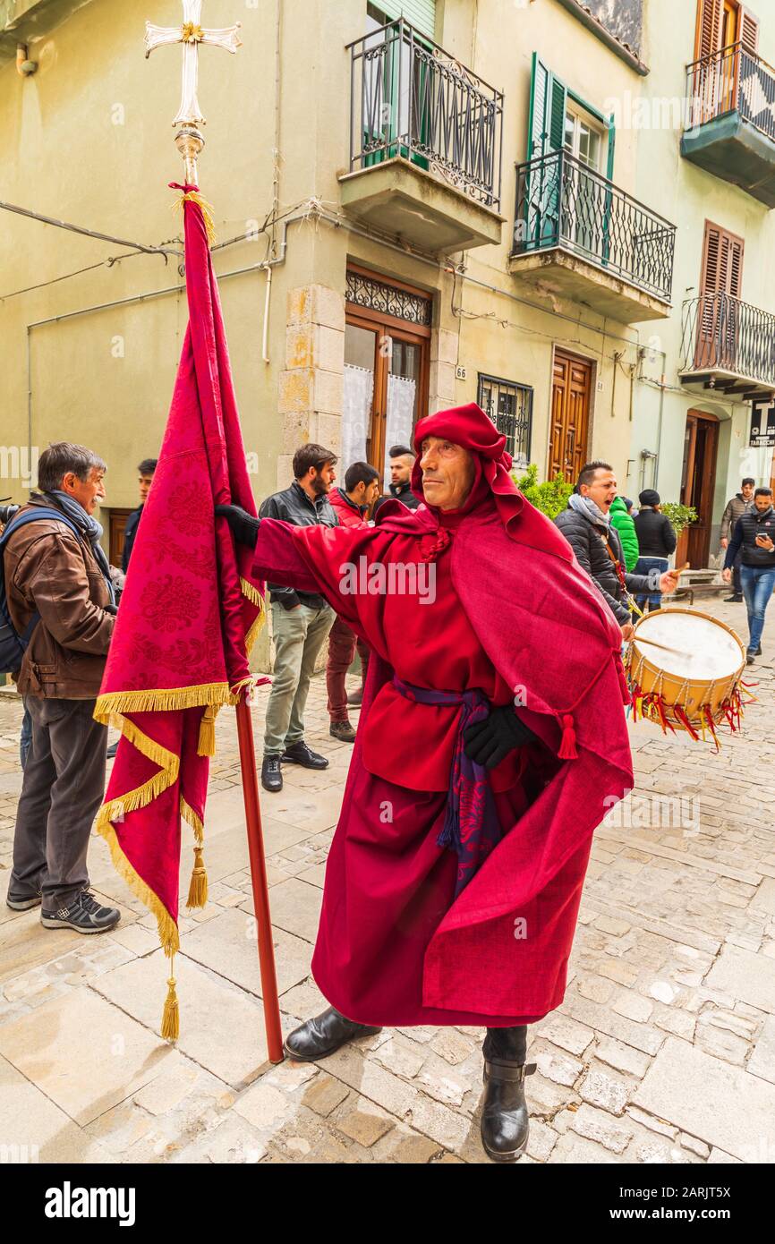 Italy, Sicily, Province of Palermo, Prizzi. April 21, 2019. The Misteri ...