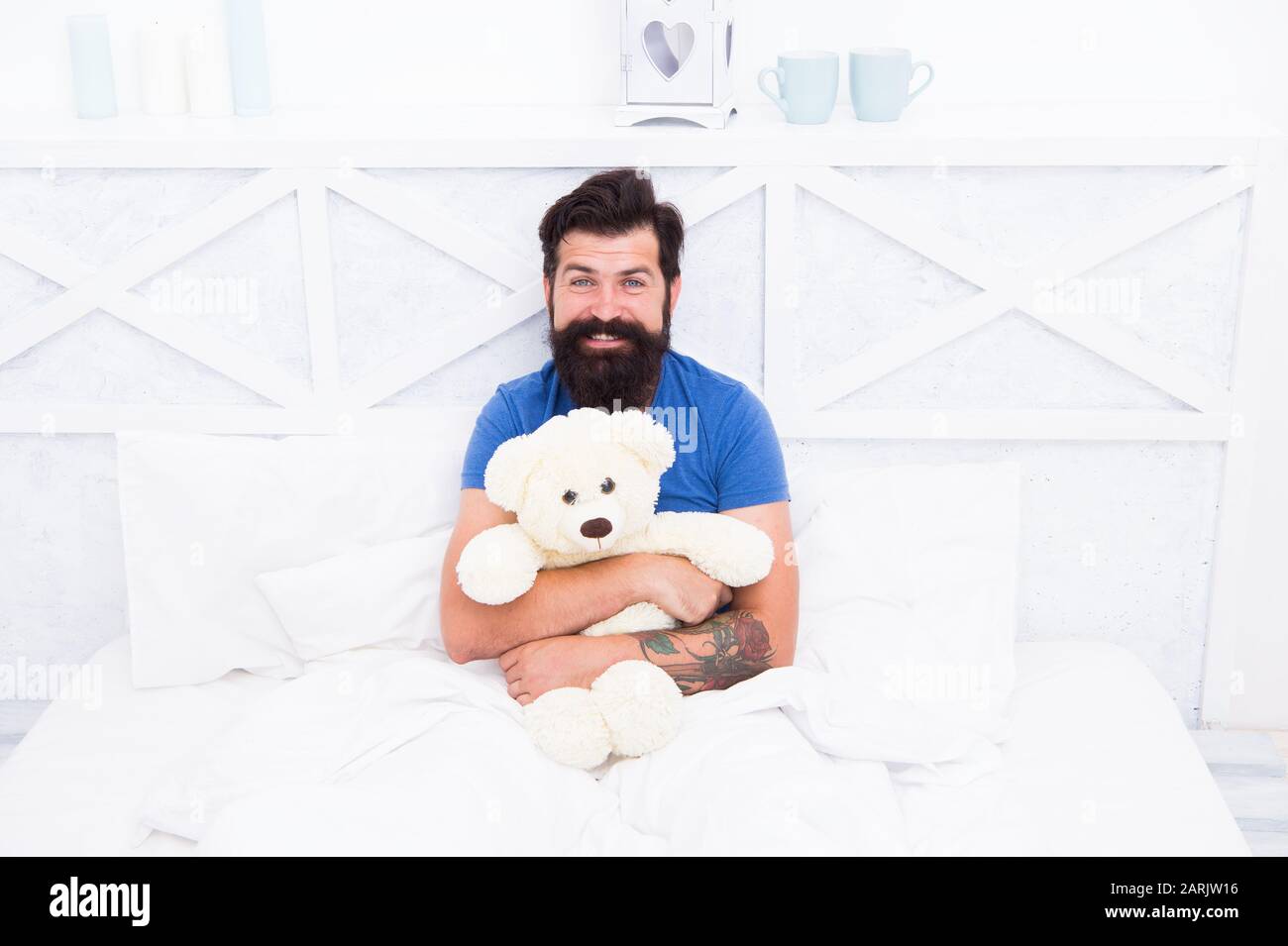 Cute and romantic. Bearded hipster play toy. Valentines day gift. Man ...