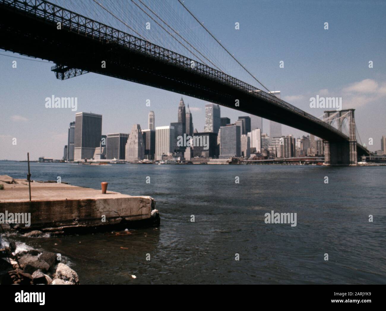 AJAXNETPHOTO. JULY 1975. NEW YORK, USA. - BROOKLYN BRIDGE SPANNING THE ...