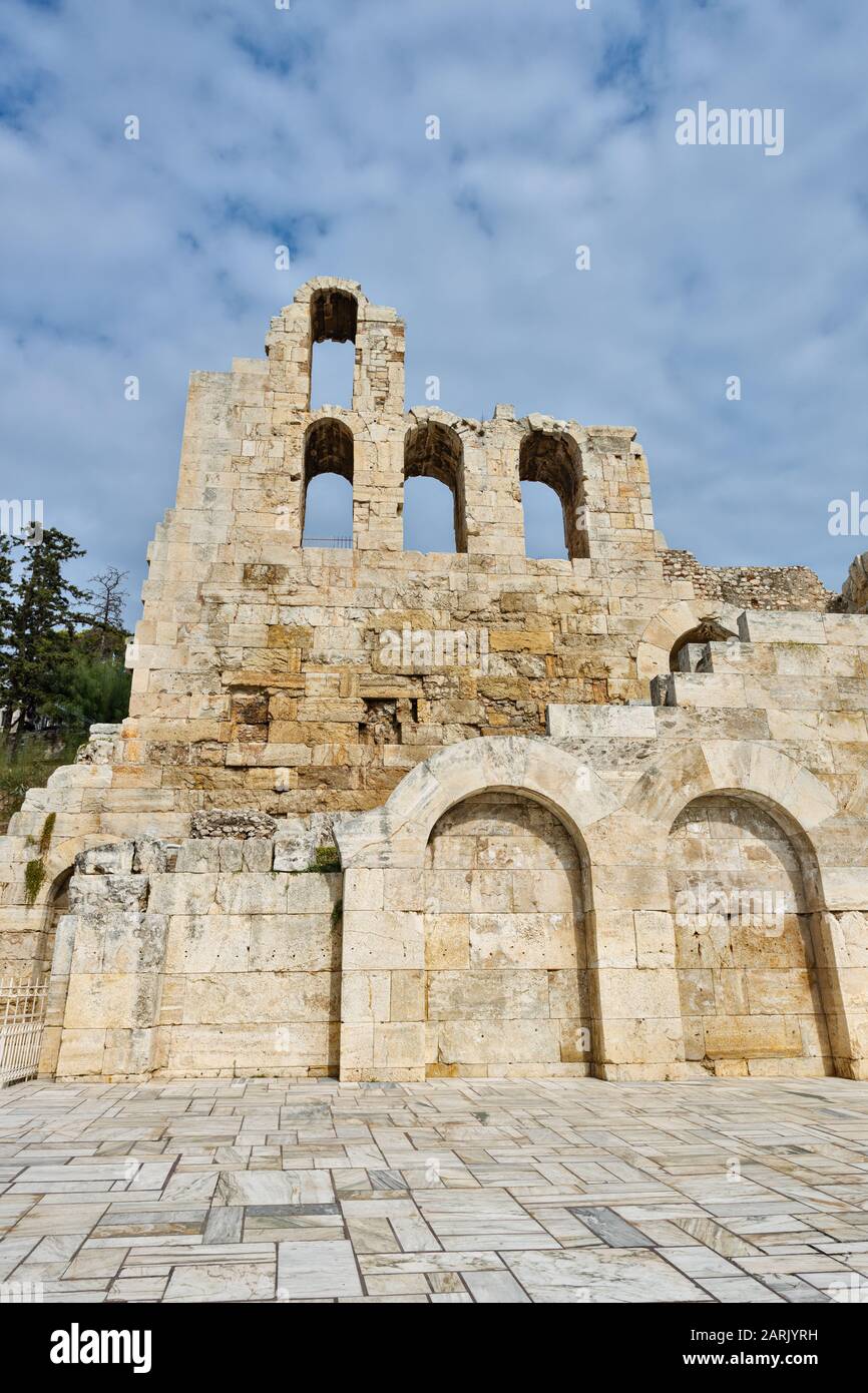 Acropolis remaining stone wall, in Athens Greece Stock Photo - Alamy
