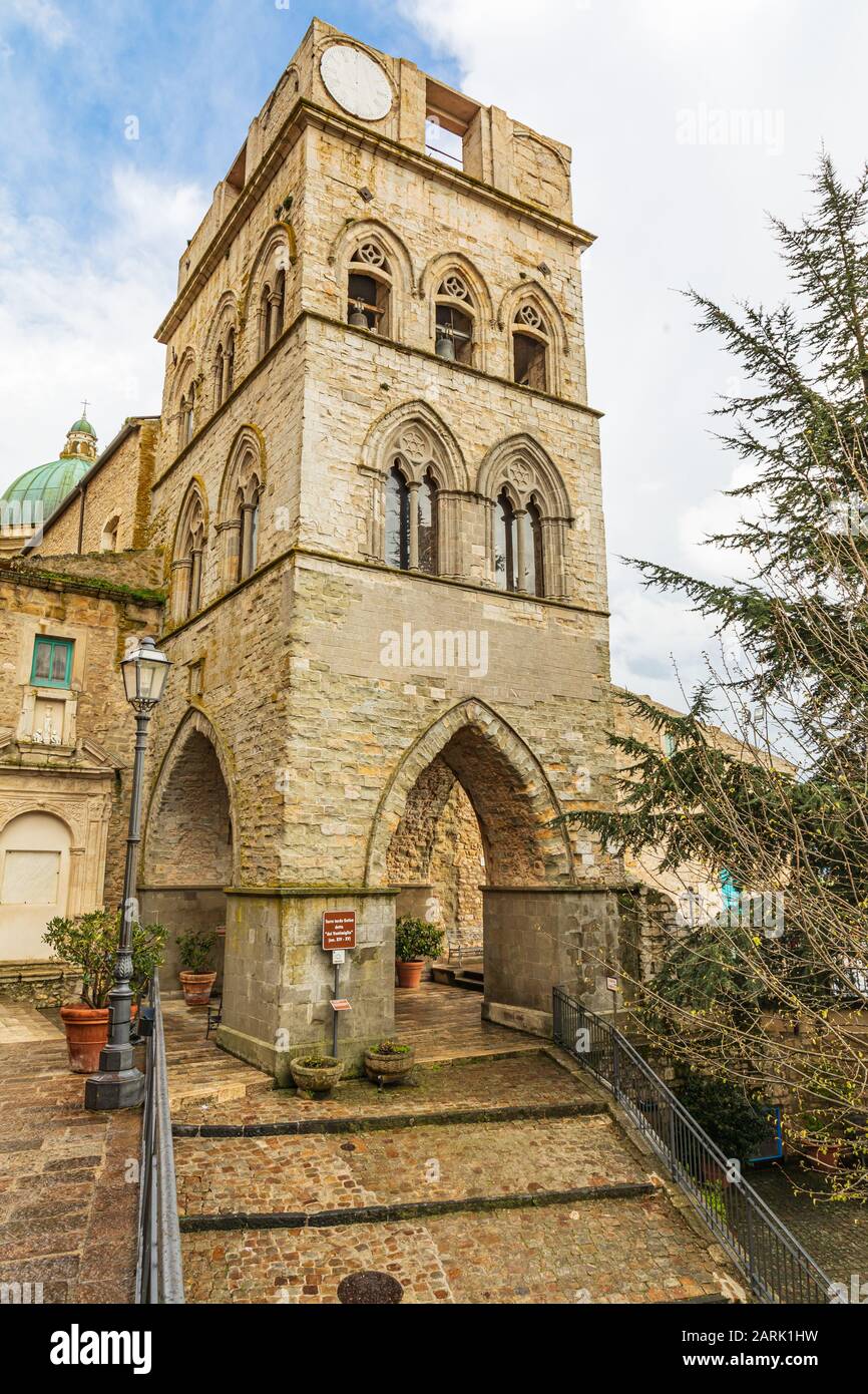 Italy, Sicily, Palermo Province, Gangi. Tower of Ventimiglia in the ...