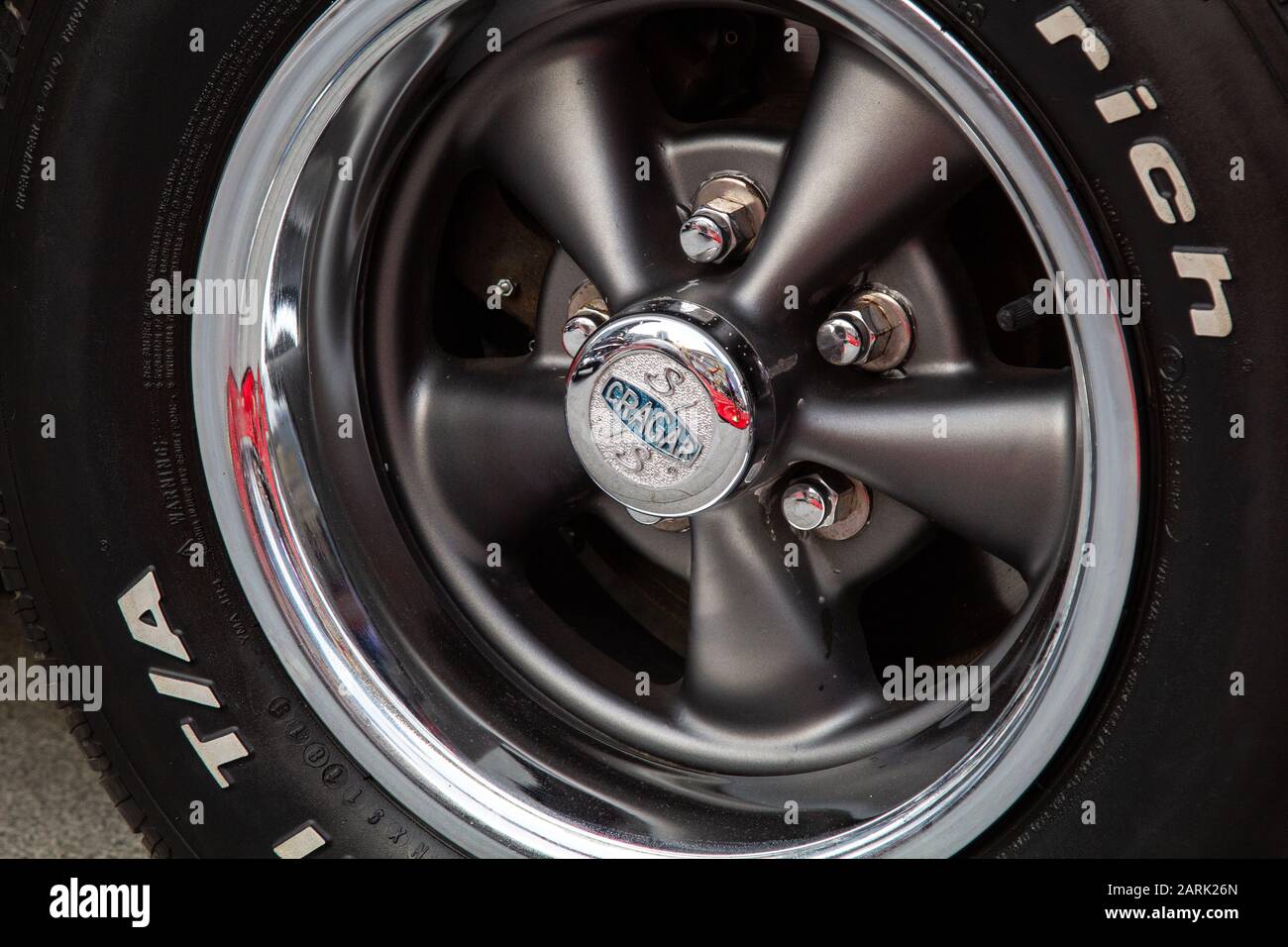 Cragar wheels and BBFGoodrich tires on black 1968 Mercury Cougar XR7-G ...