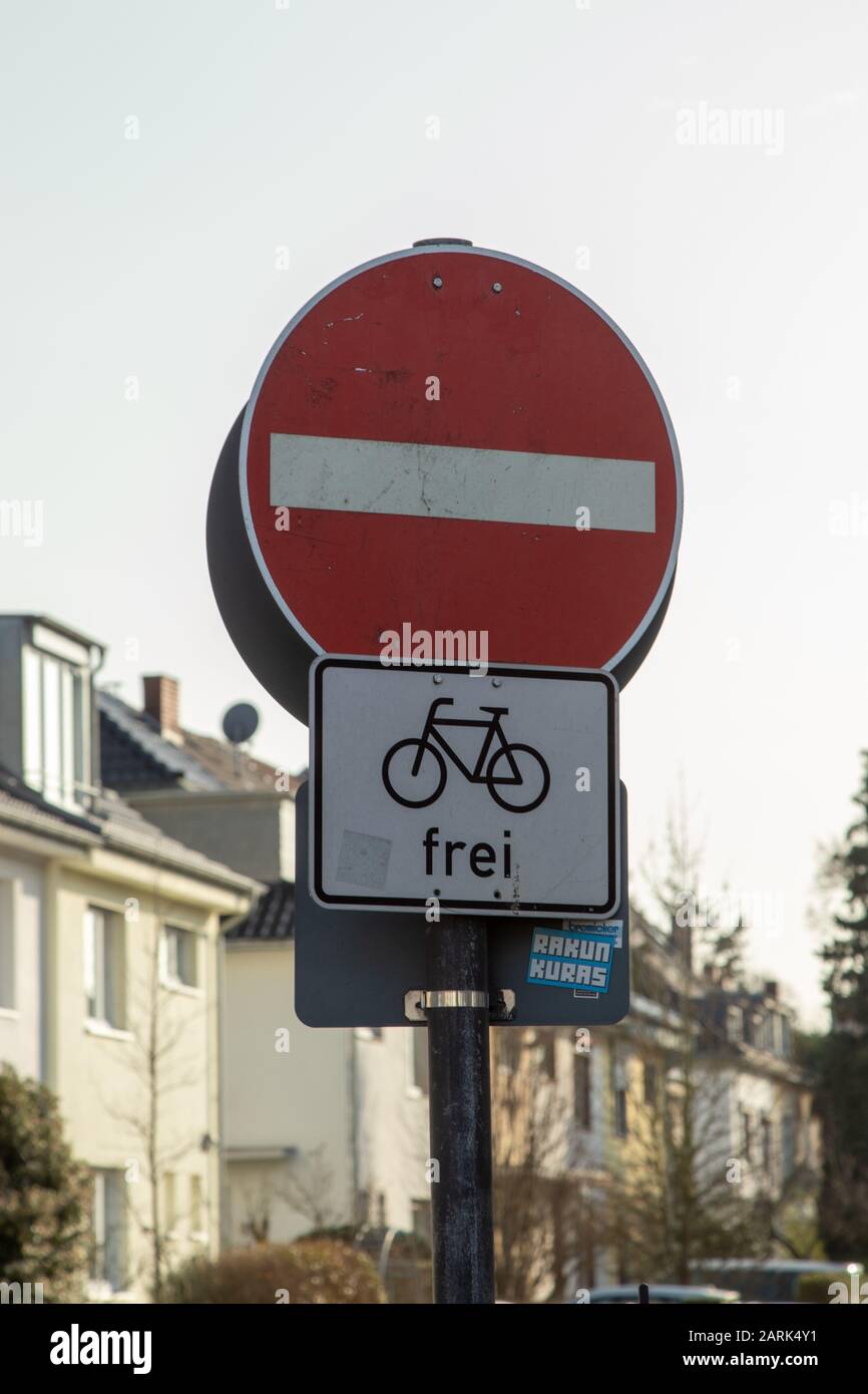 one-way street, no entry except for bicycles Stock Photo - Alamy