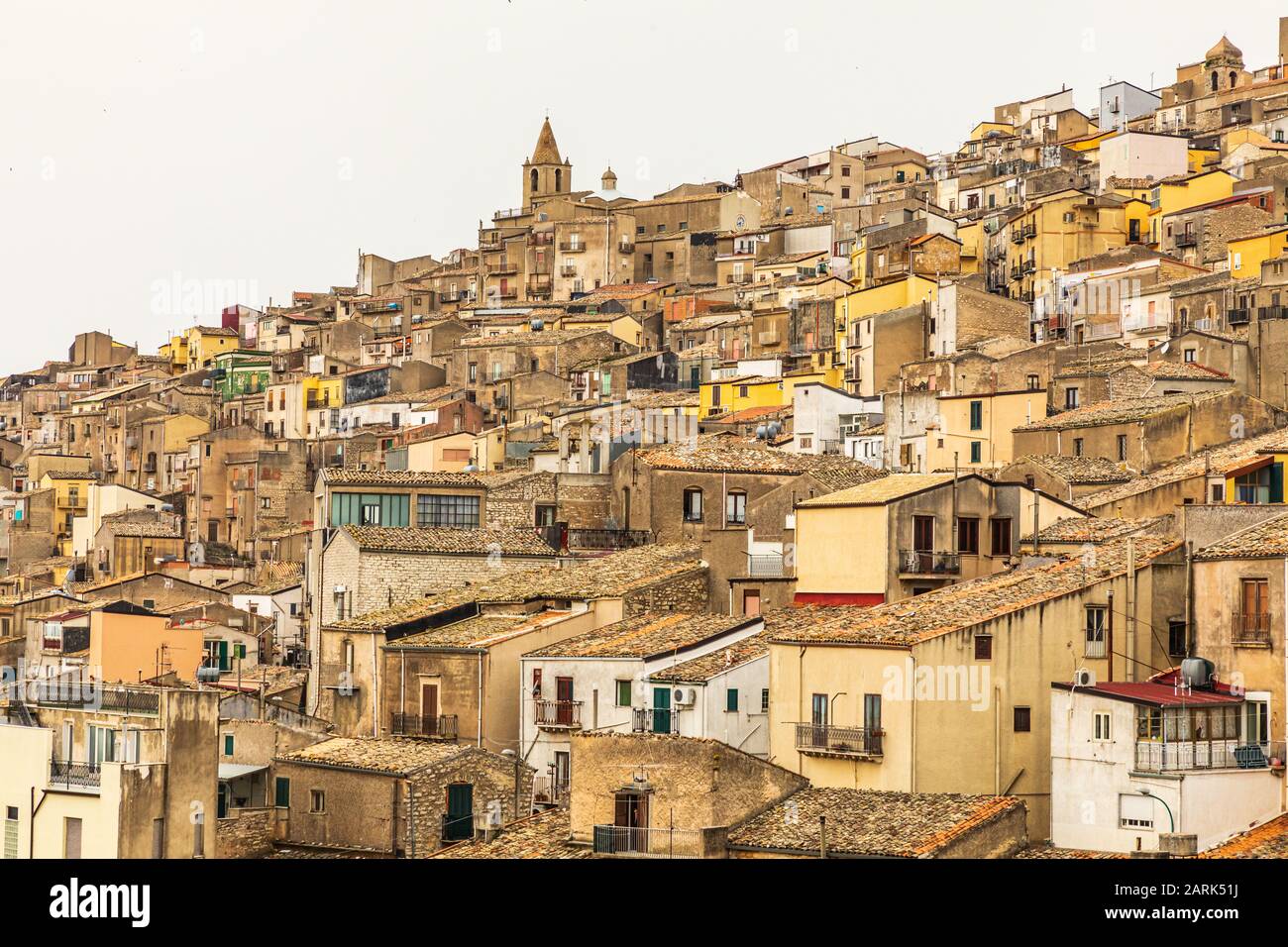 Italy, Sicily, Province of Palermo, Prizzi. View of homes and buildings ...