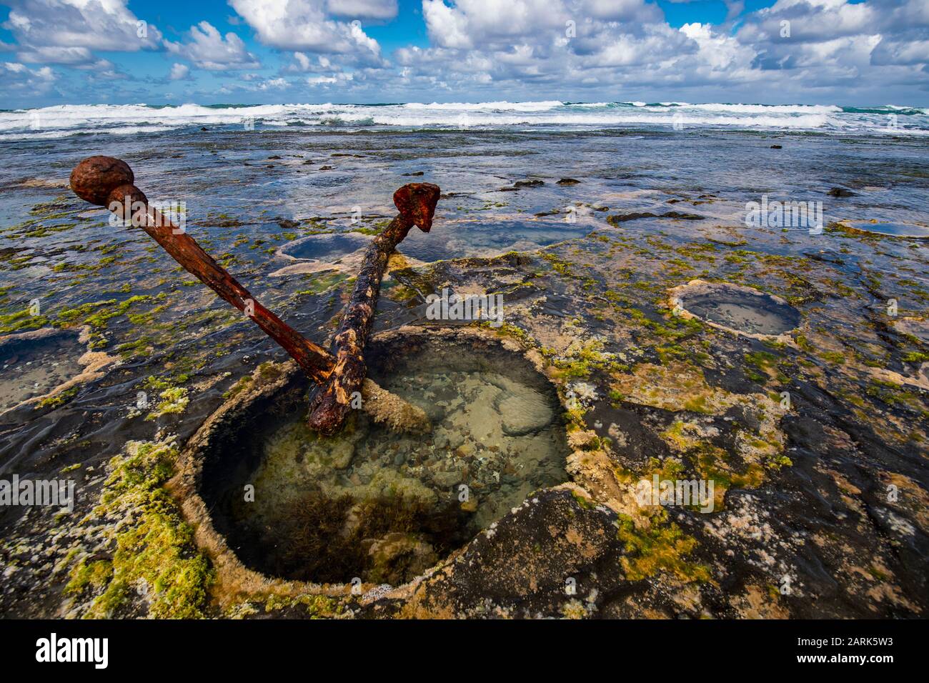 Anchor of a stranded ship on Wreck Beach at Victoria Stock Photo - Alamy