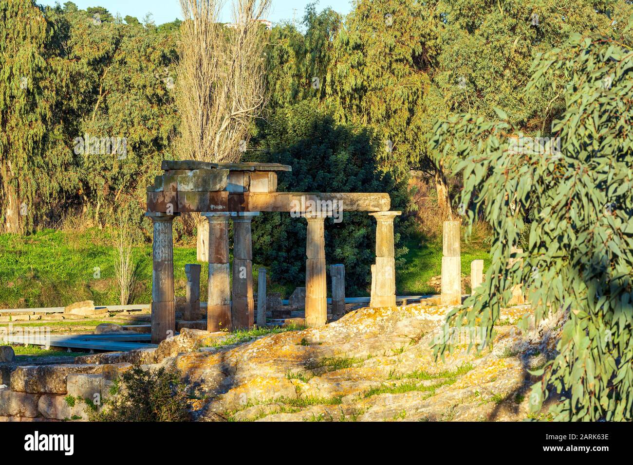 Temple of Artemis in archaeological site of Brauron, Attica, Greece ...