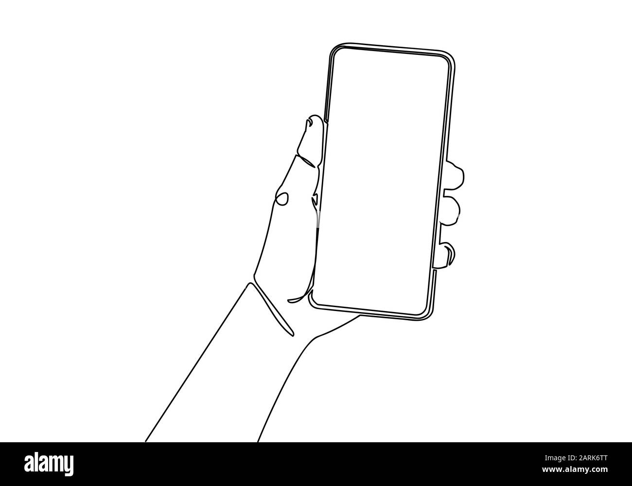 Continuous one line drawing of of hand holding smartphone Stock Photo ...