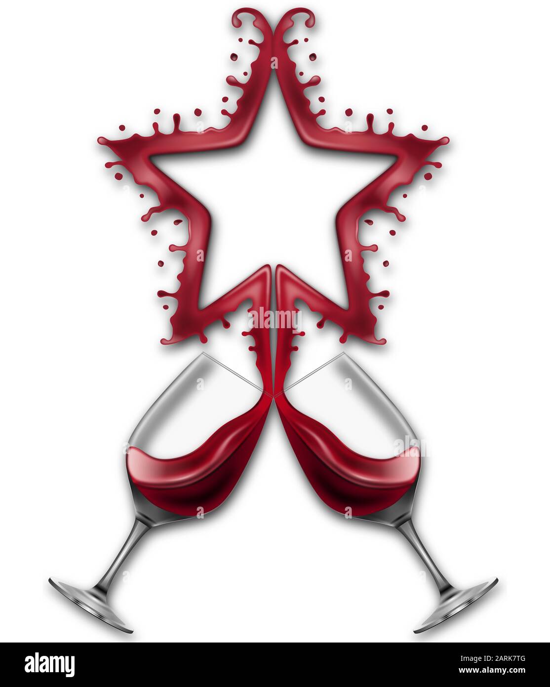 red wine glasses toast with star shaped splash. ranking concept Stock ...