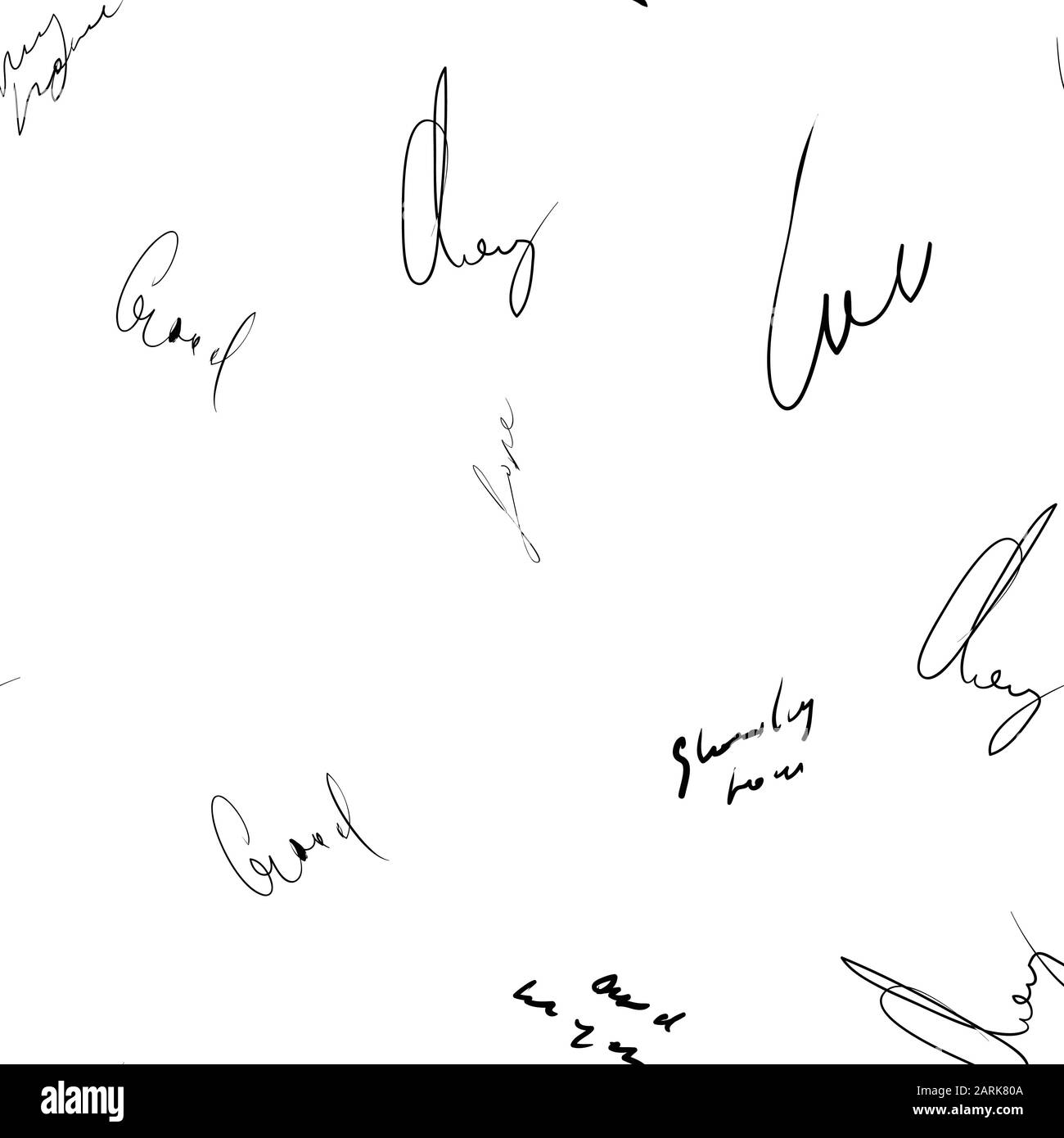 Seamless abstract text pattern. Handwritten font on a white background ...