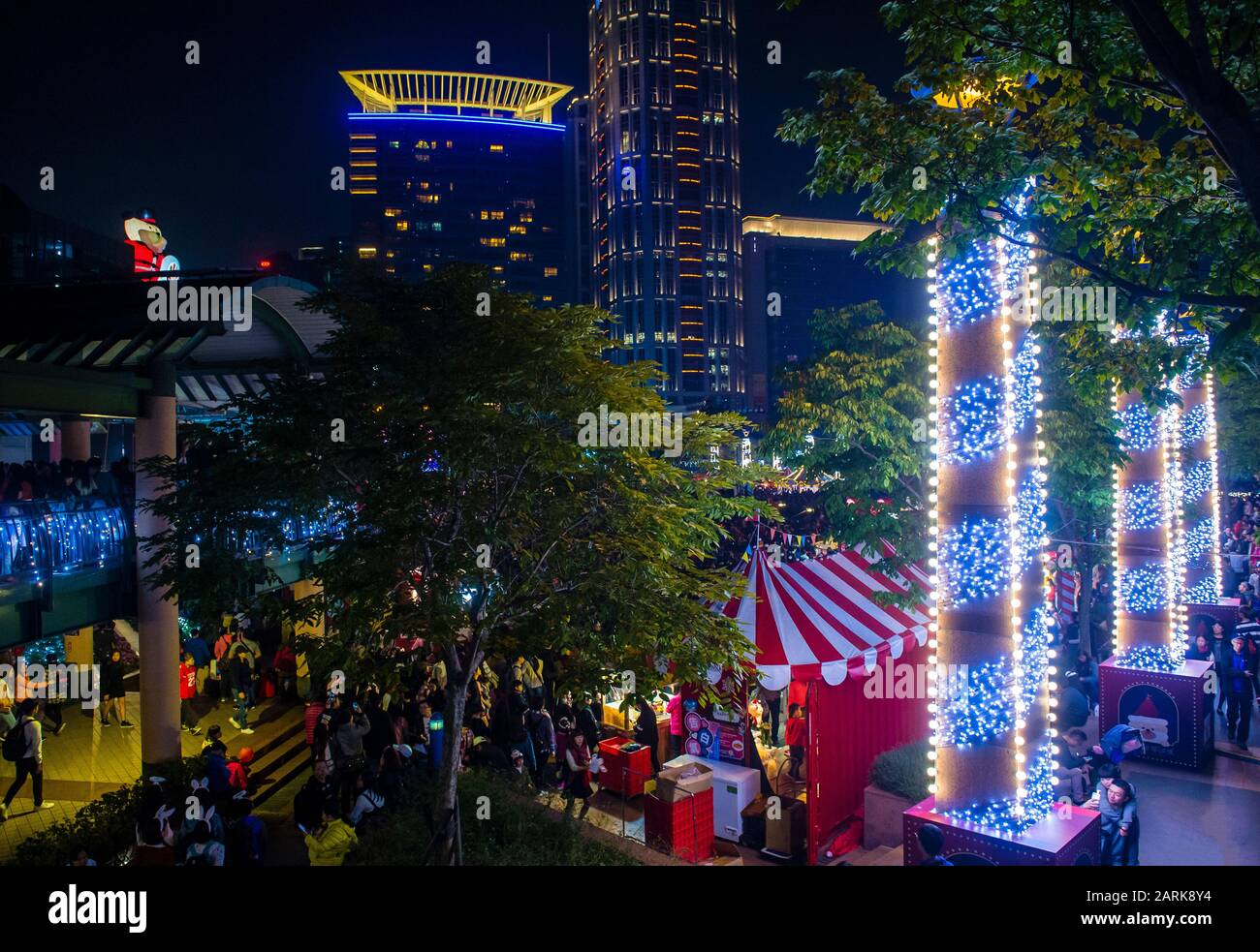 Christmas lights and decorations in downtown Taipei Taiwan Stock Photo ...