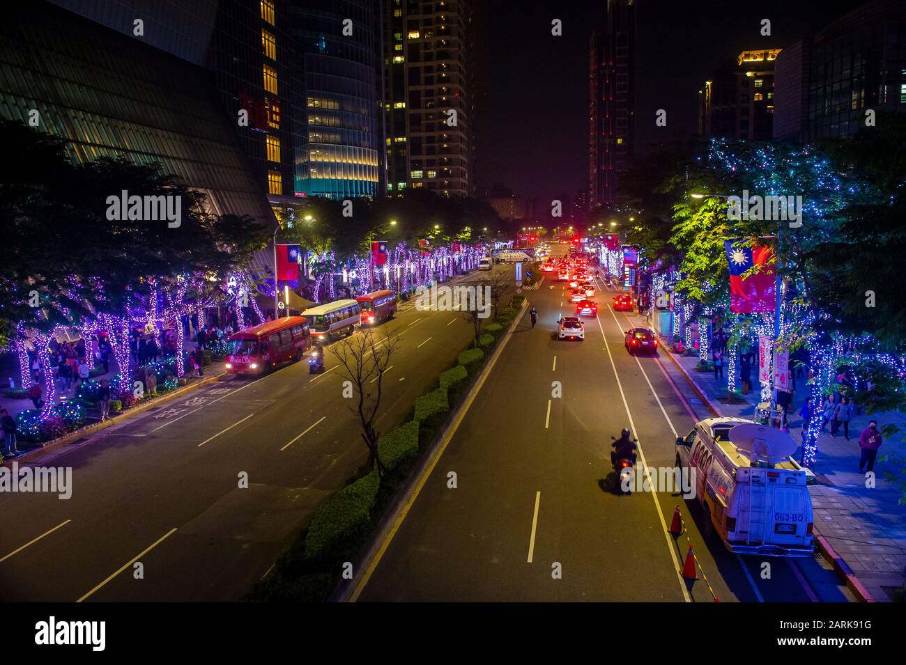 Christmas lights and decorations in downtown Taipei Taiwan Stock Photo ...