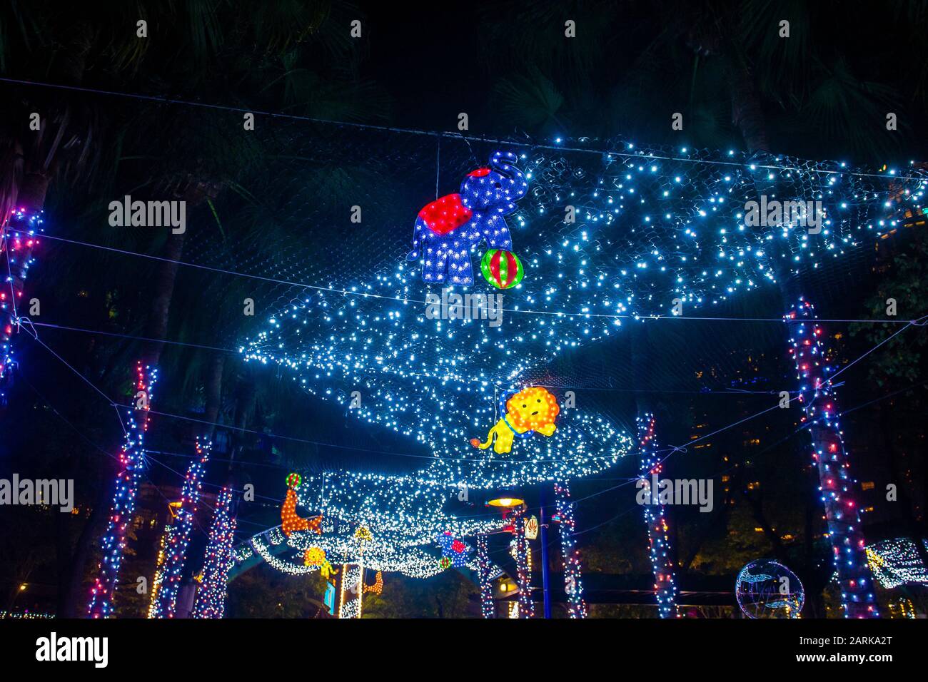 Christmas lights and decorations in downtown Taipei Taiwan Stock Photo ...