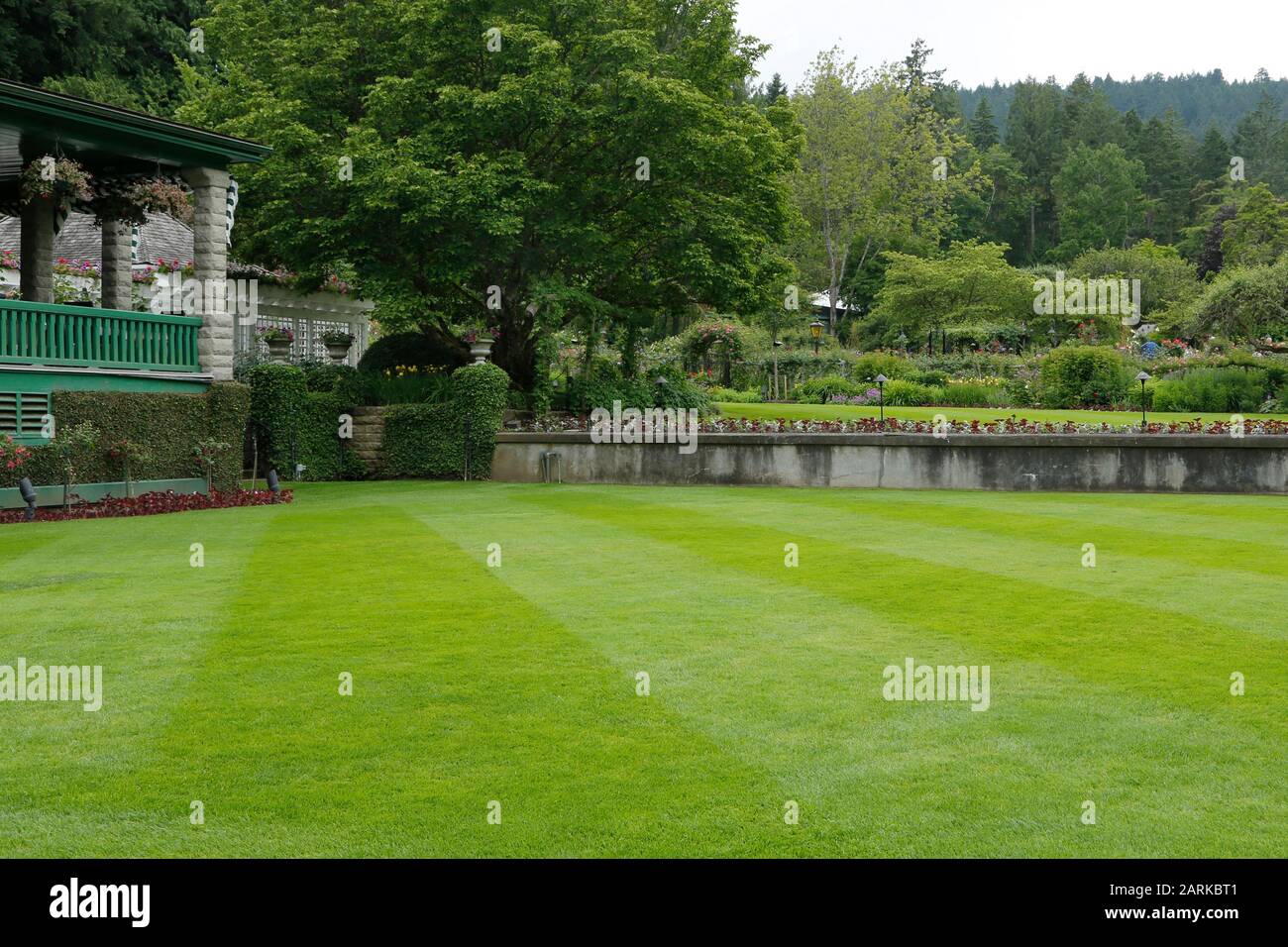 The immaculately kept lawns of the Butchart Gardens in Victoria, BC ...