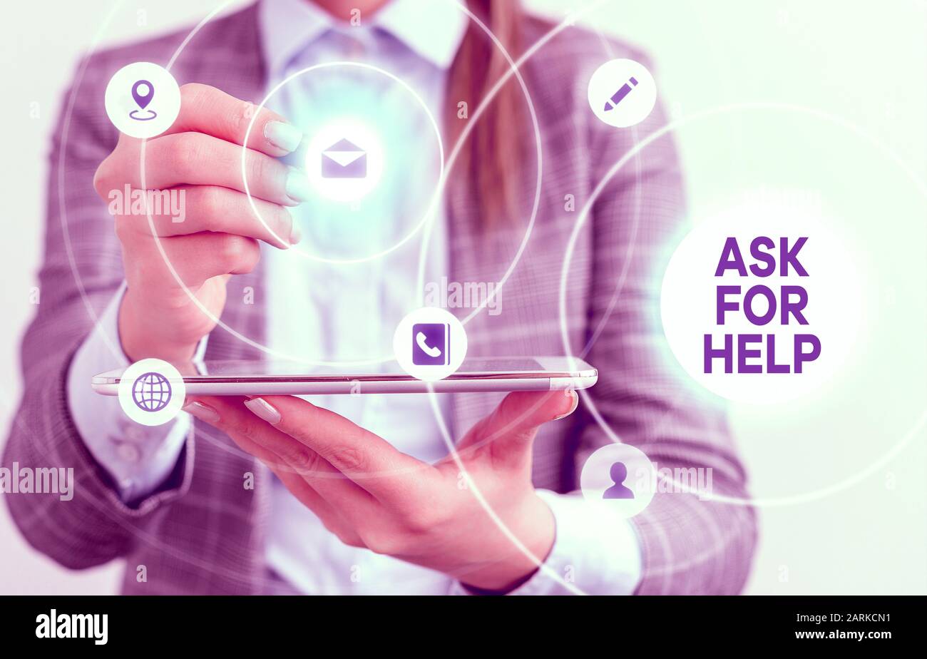Writing note showing Ask For Help. Business concept for Request to ...
