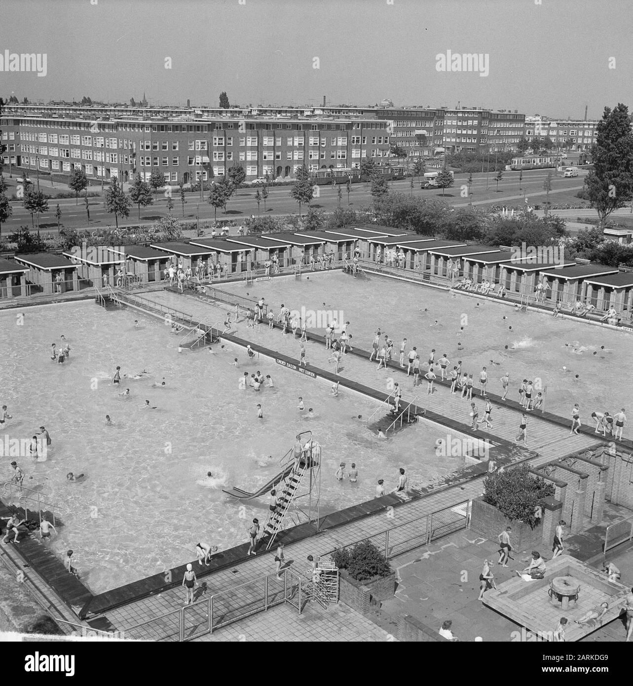 Outdoor swimming pool 1960s Black and White Stock Photos & Images - Alamy