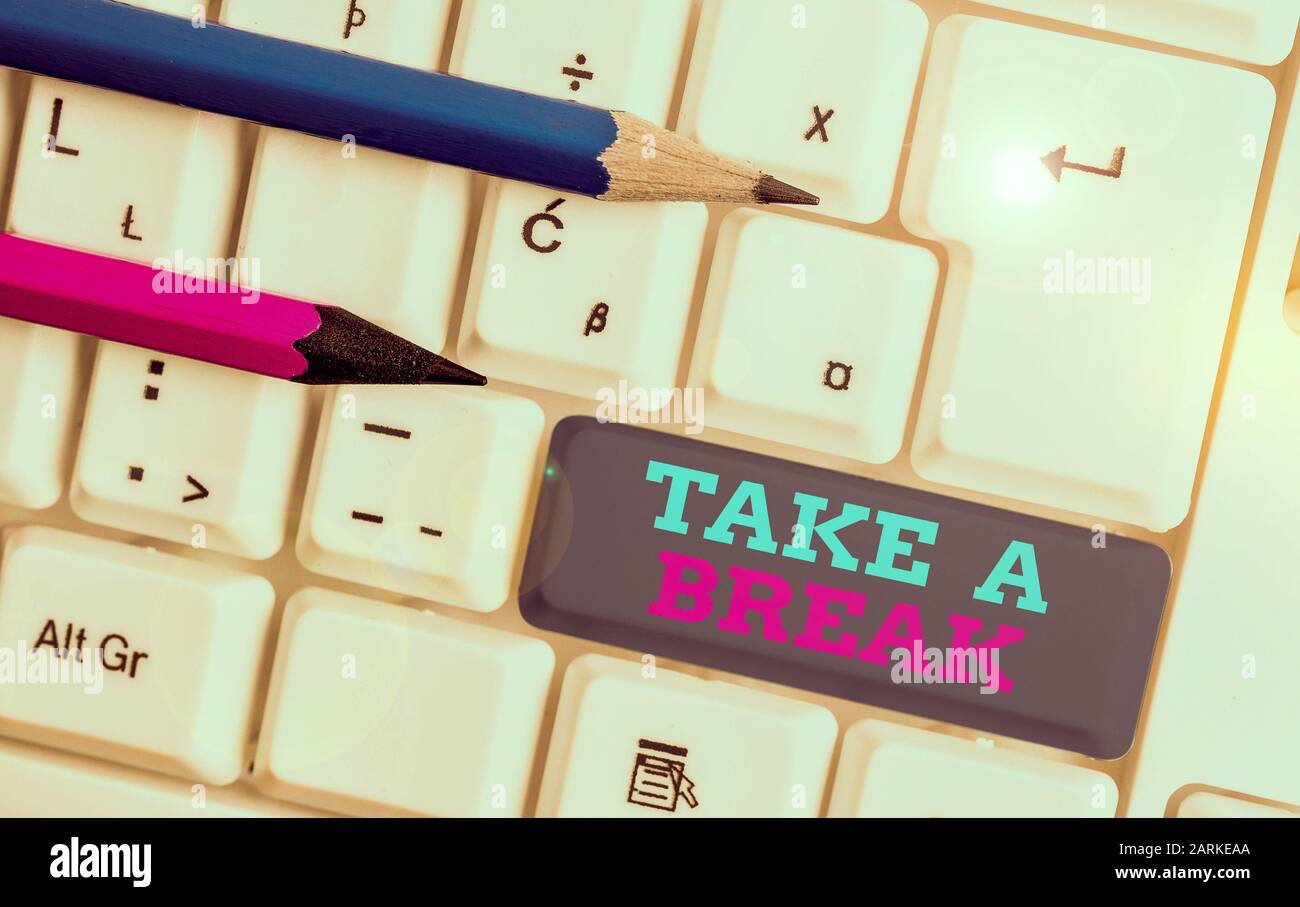 Conceptual hand writing showing Take A Break. Concept meaning Resting ...