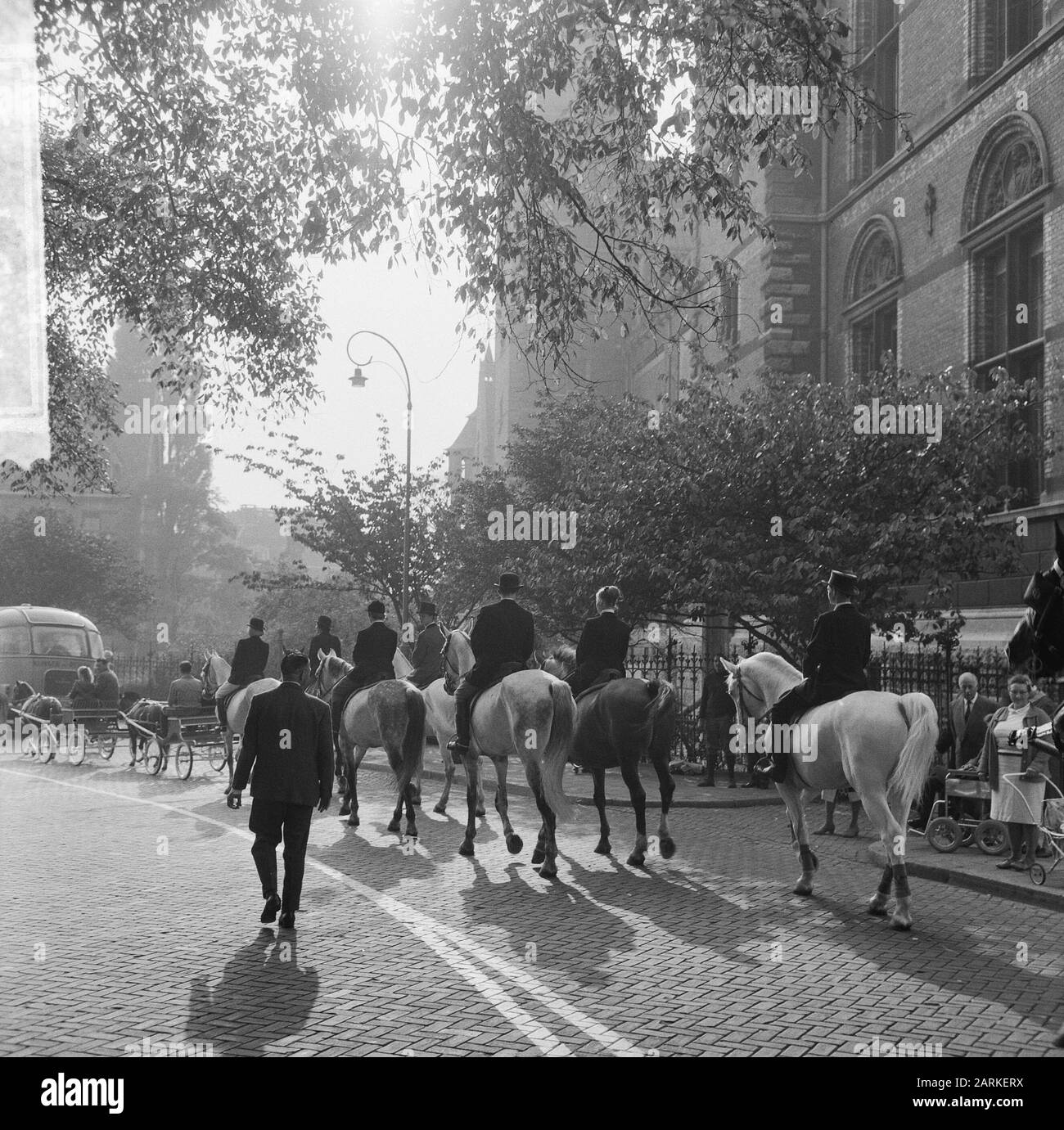 World Animal Day 1964, riders in backlight Date: 5 October 1964 ...